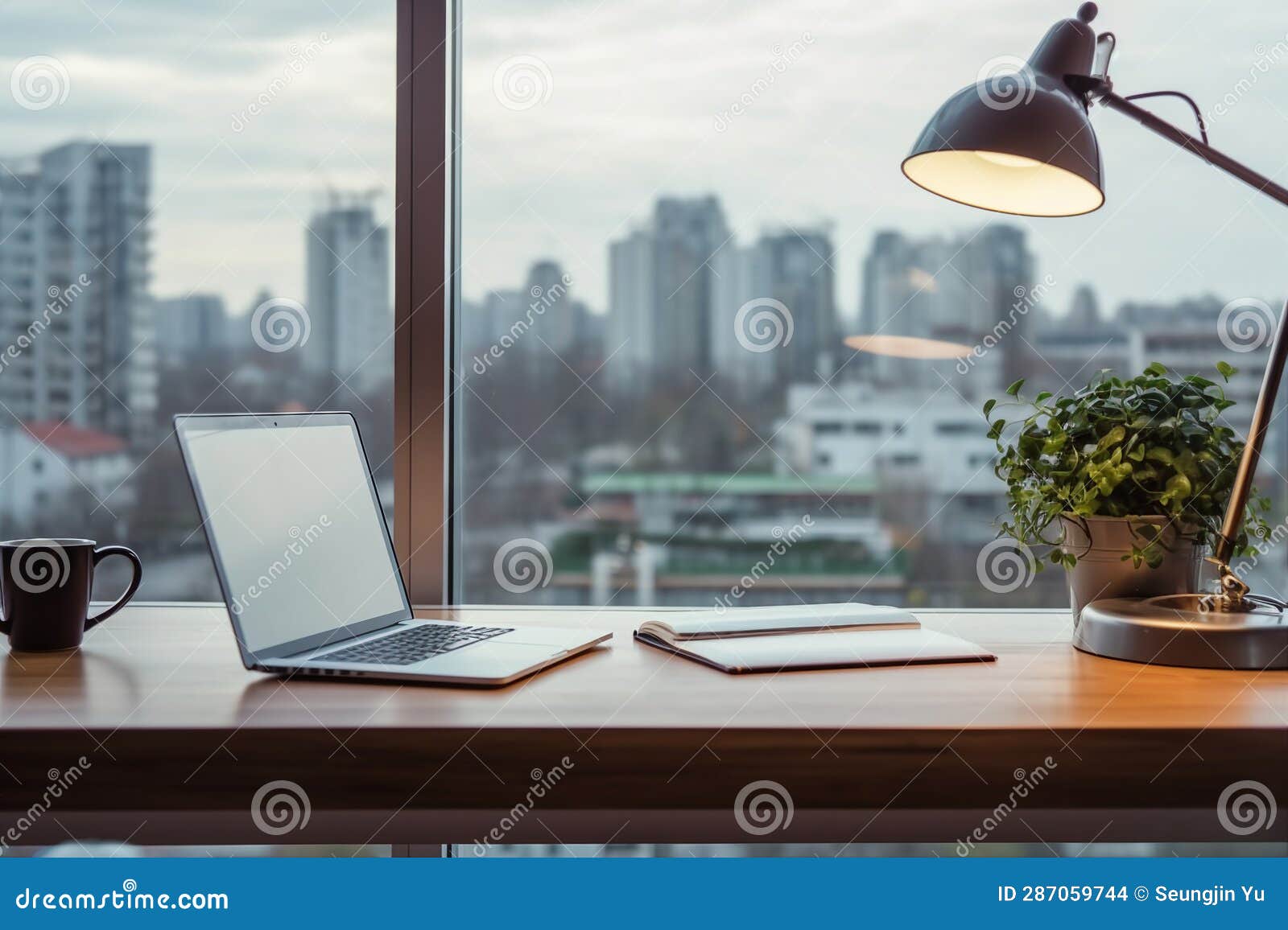 Interior Design, Workplace with Notebook Laptop Comfortable Work Table ...