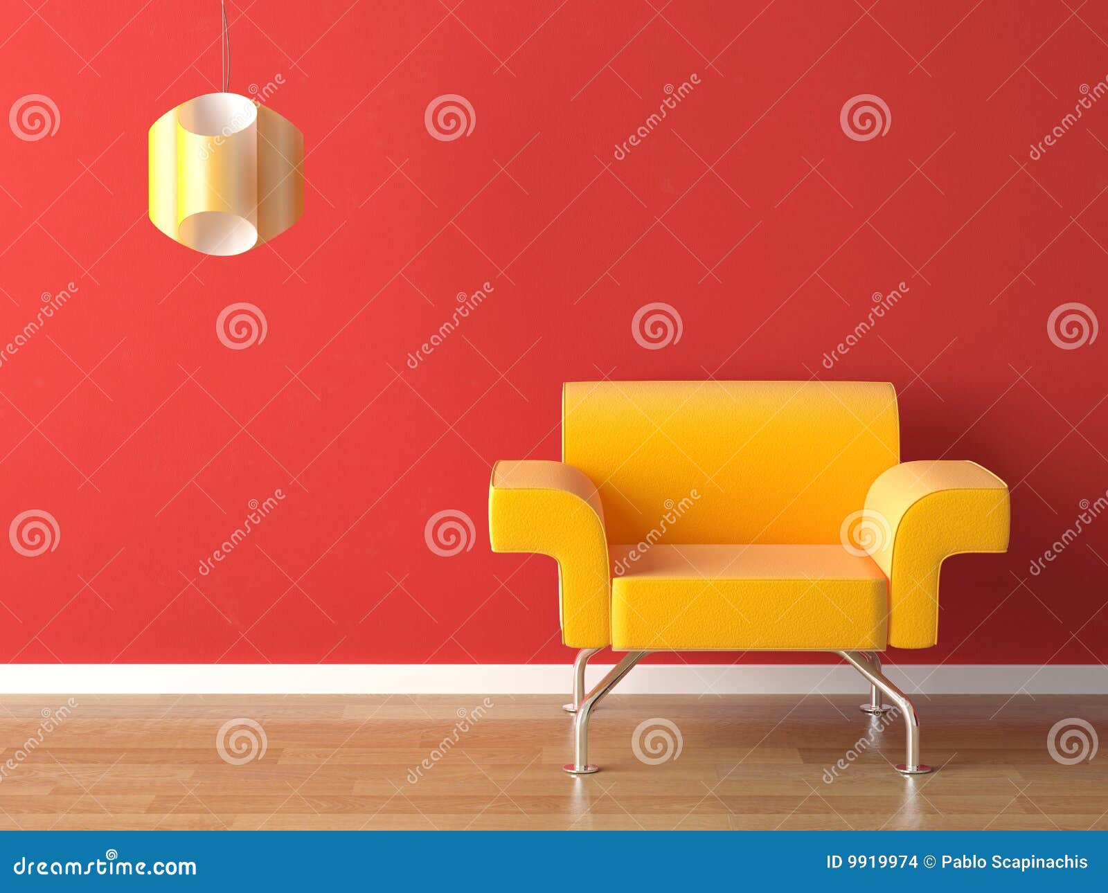 Interior Design Yellow on Red Stock Illustration - Illustration of ...