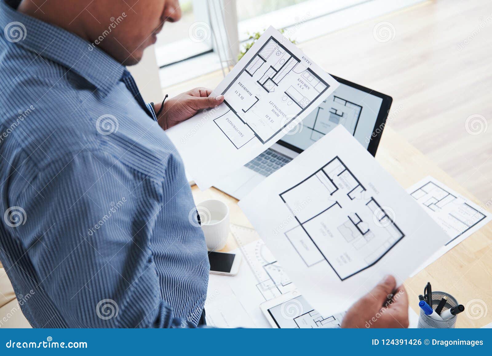 Interior Designer Busy with Work Stock Photo - Image of apartment ...