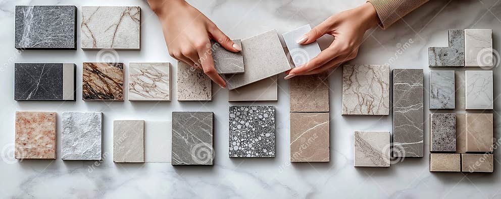 Interior Designer, Client Select Marble Stone Color Samples for Kitchen ...