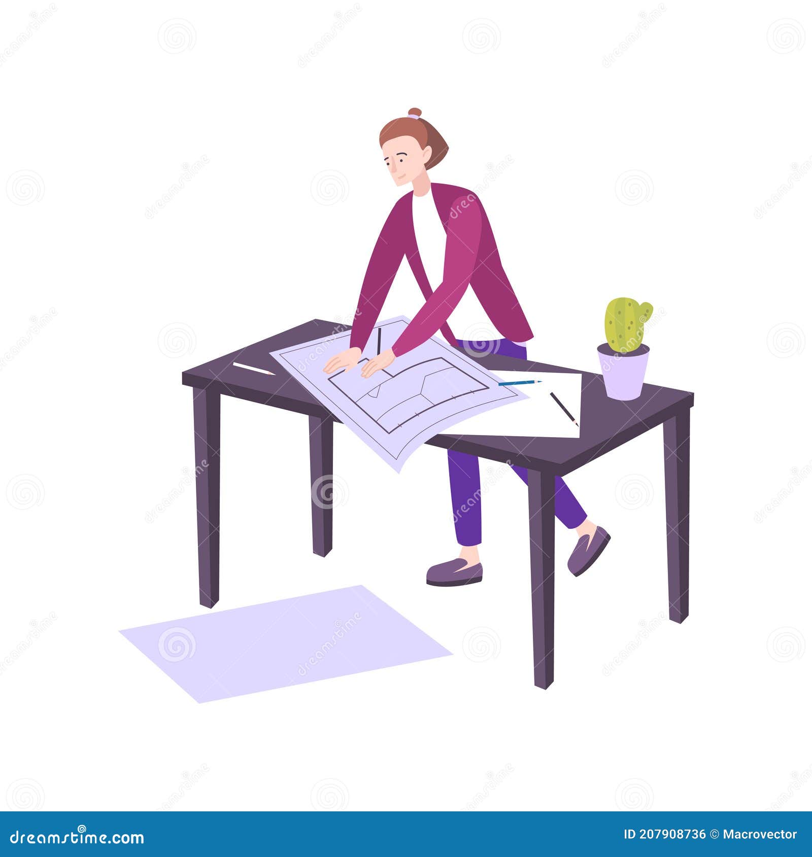 Interior Designer Flat Illustration Stock Illustration - Illustration ...