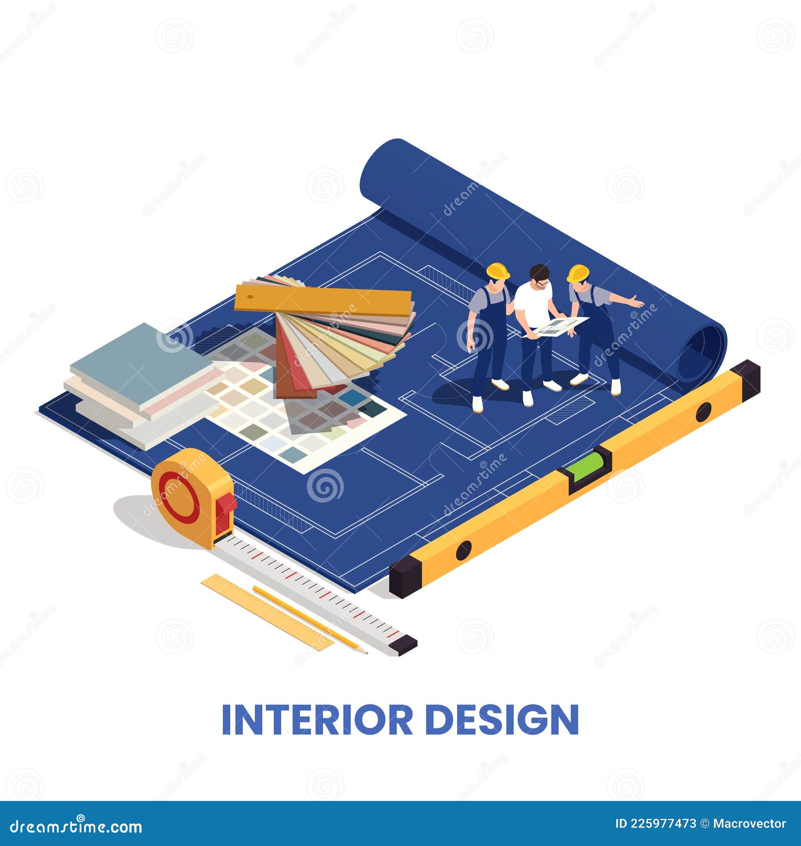 Interior Designer Isometric Composition Stock Vector - Illustration of ...