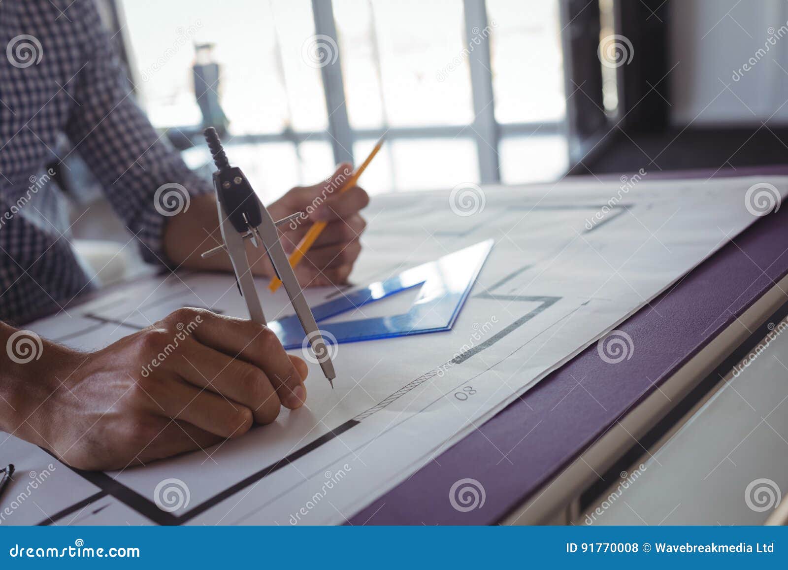 Interior Designer Making Diagram on Paper in Office Stock Photo - Image ...