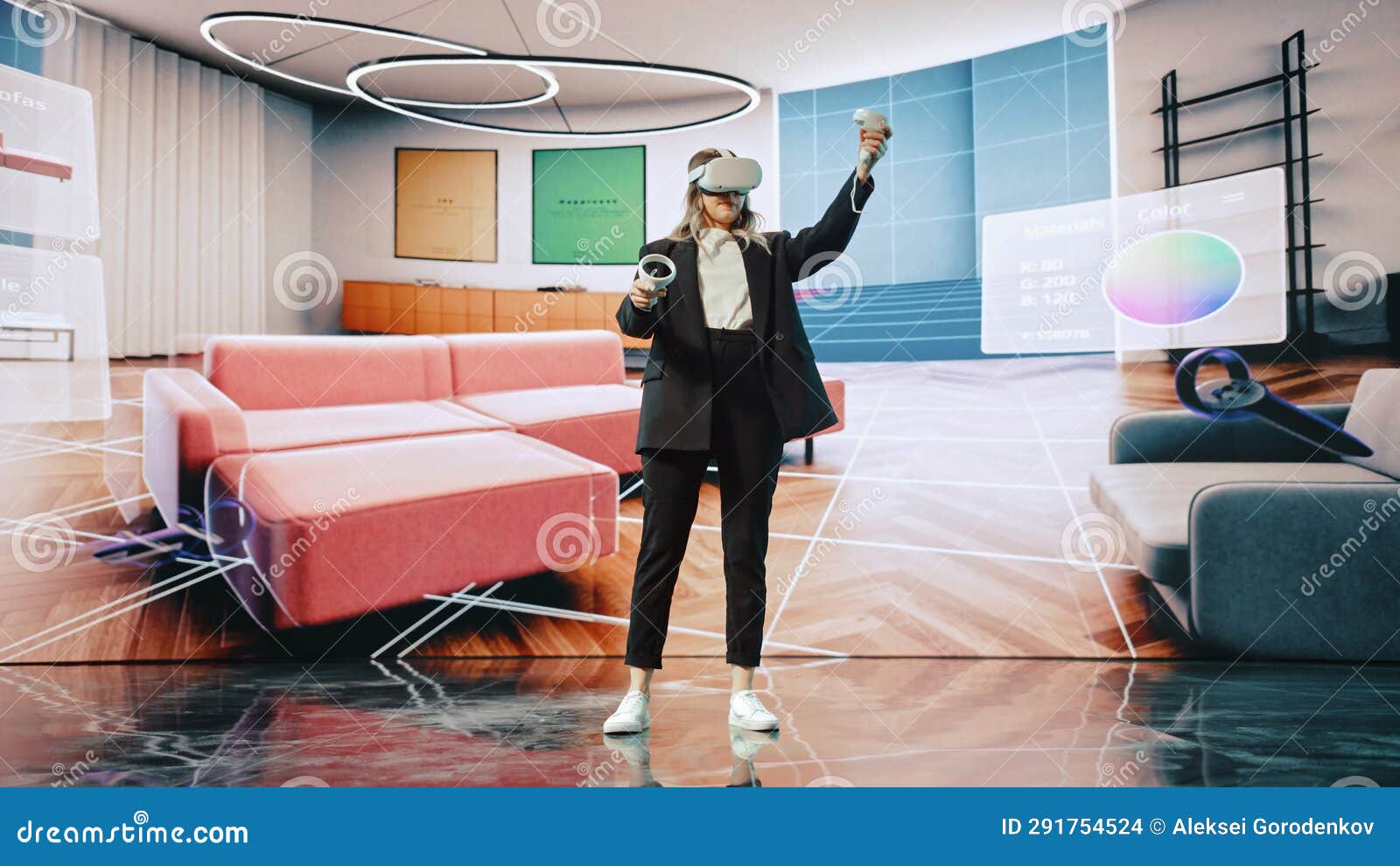 Interior Designer Making Presentation of a Modern VR Software for ...