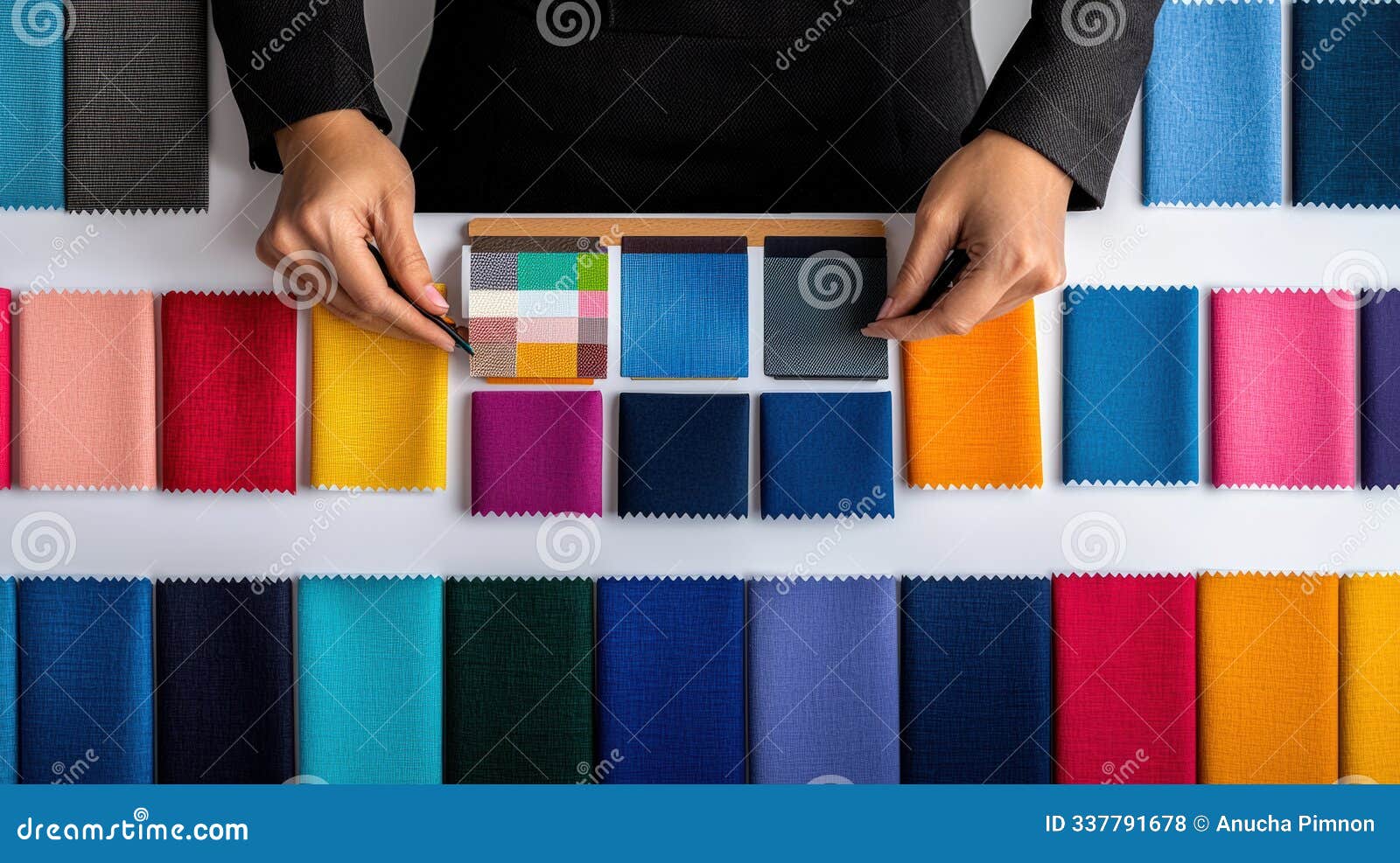 Interior Designer Selecting Colorful Fabric Samples Generative AI ...