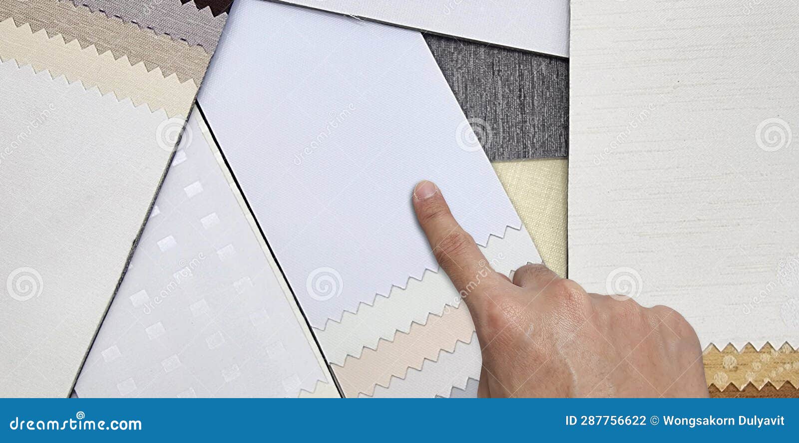 Interior Designer Selects Samples of Curtain Fabrics in Different ...