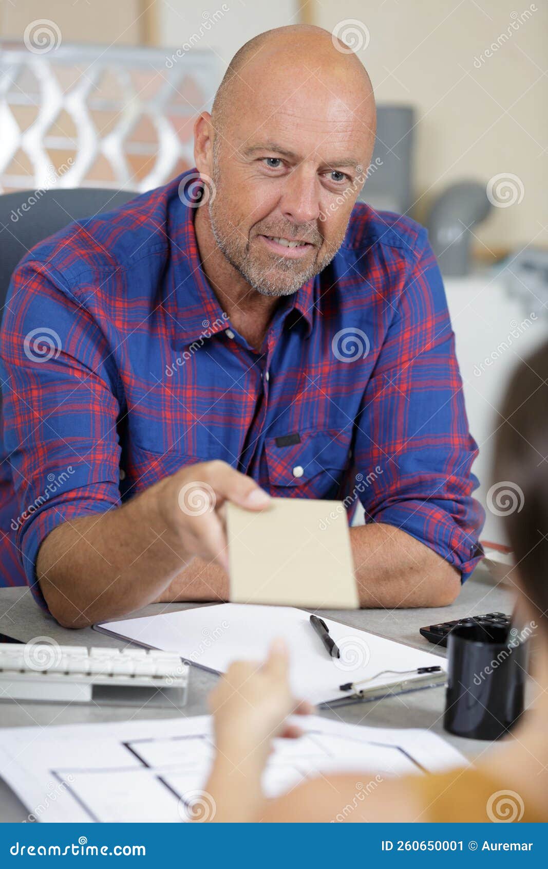 Interior Designer Showing Wood Sample Stock Image - Image of ...