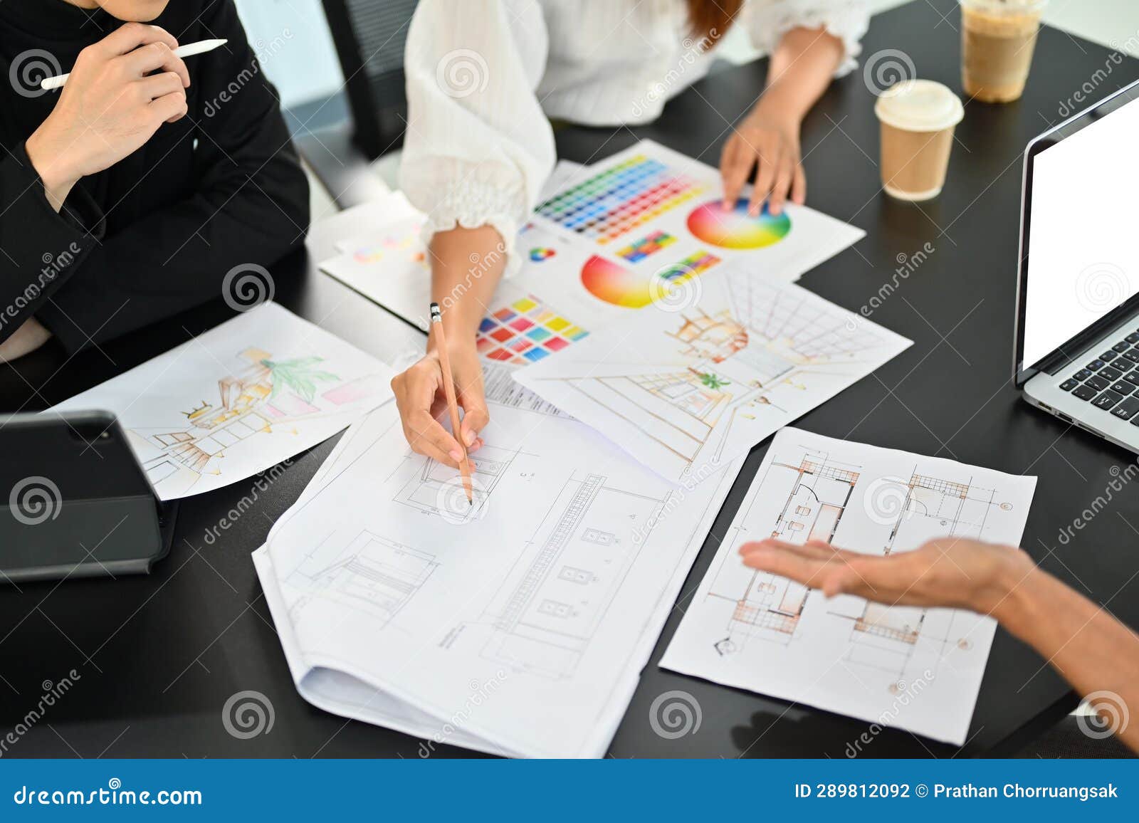 Interior Designer Team Brainstorming and Planning Construction Project ...