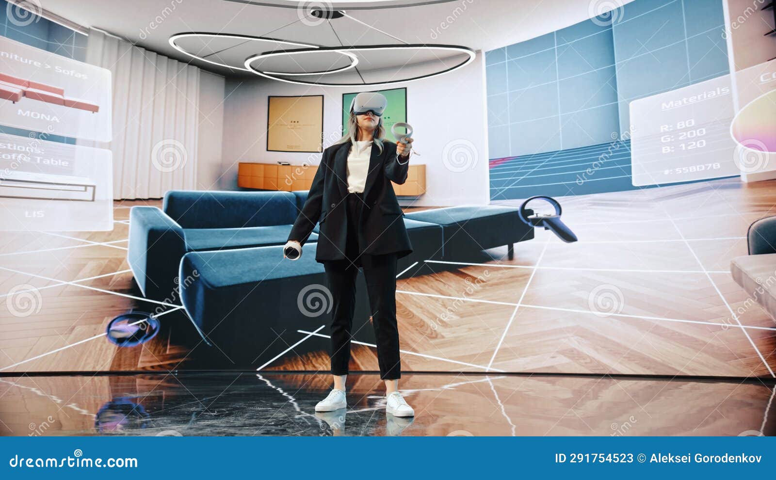 Interior Designer Using a VR Software To Design a Home, Try Different ...