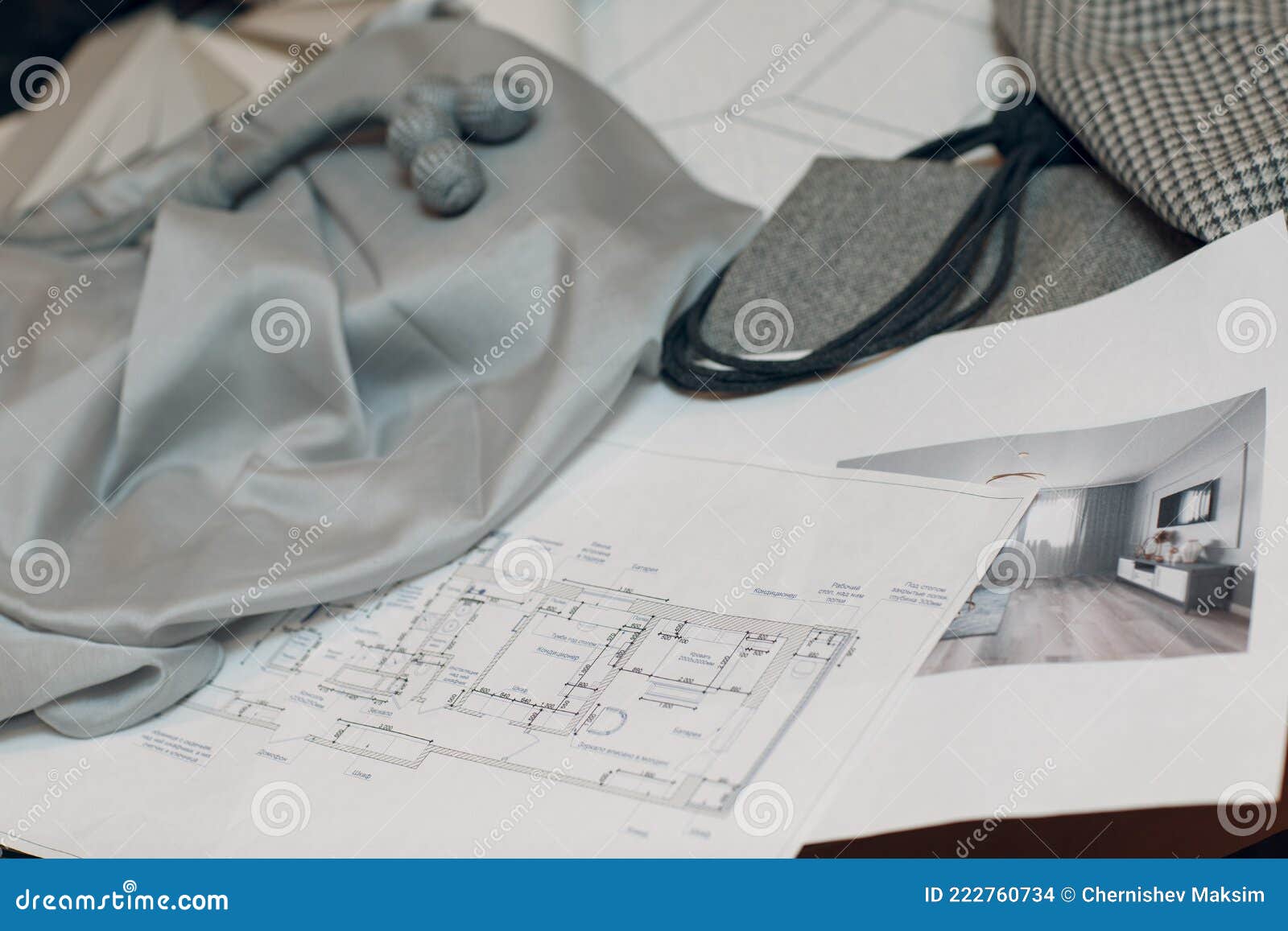 Interior Designer Woman at Work. Design and Interior Decoration. Stock ...
