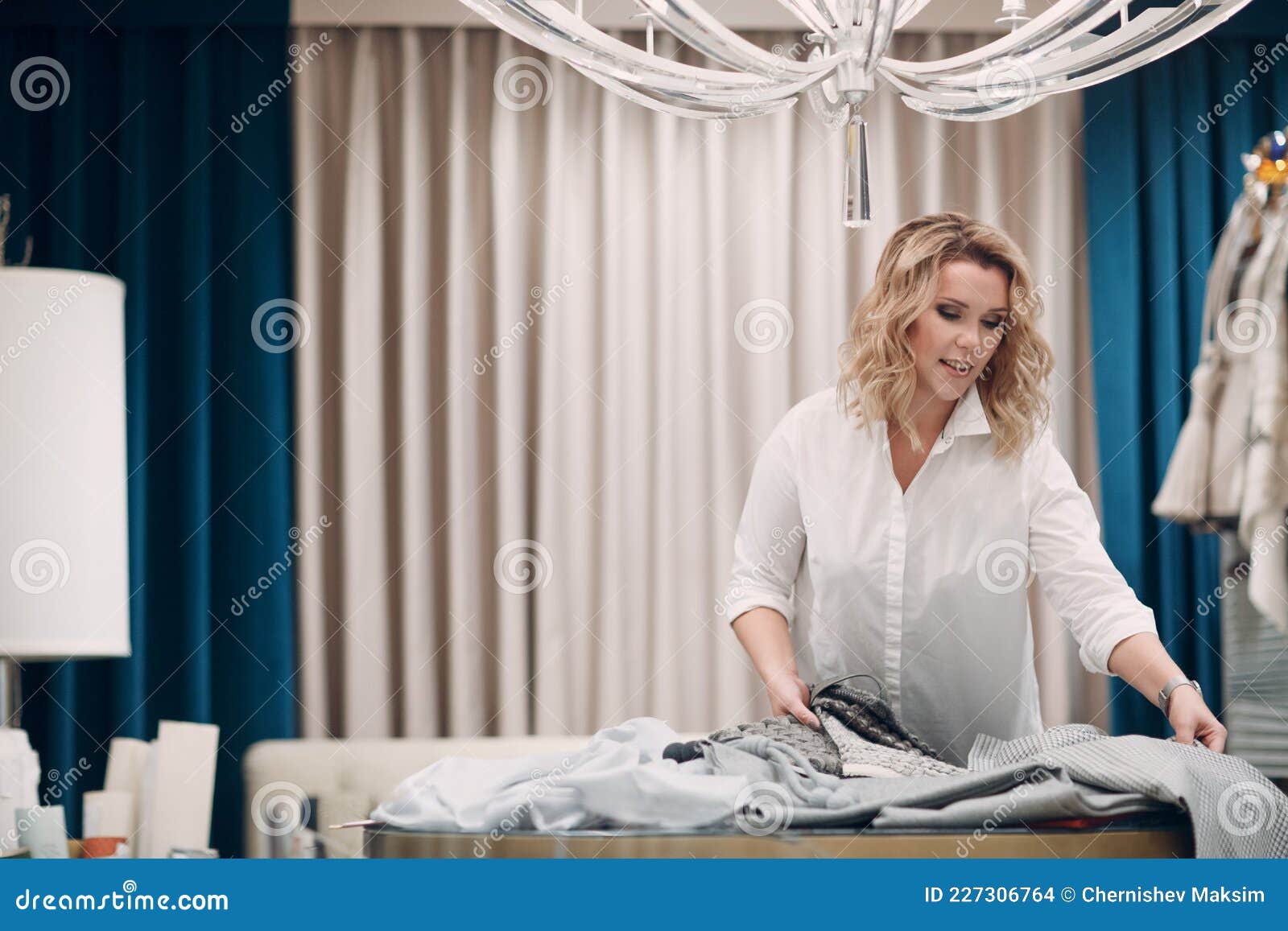 Interior Designer Woman at Work. Design and Interior Decoration. Stock ...