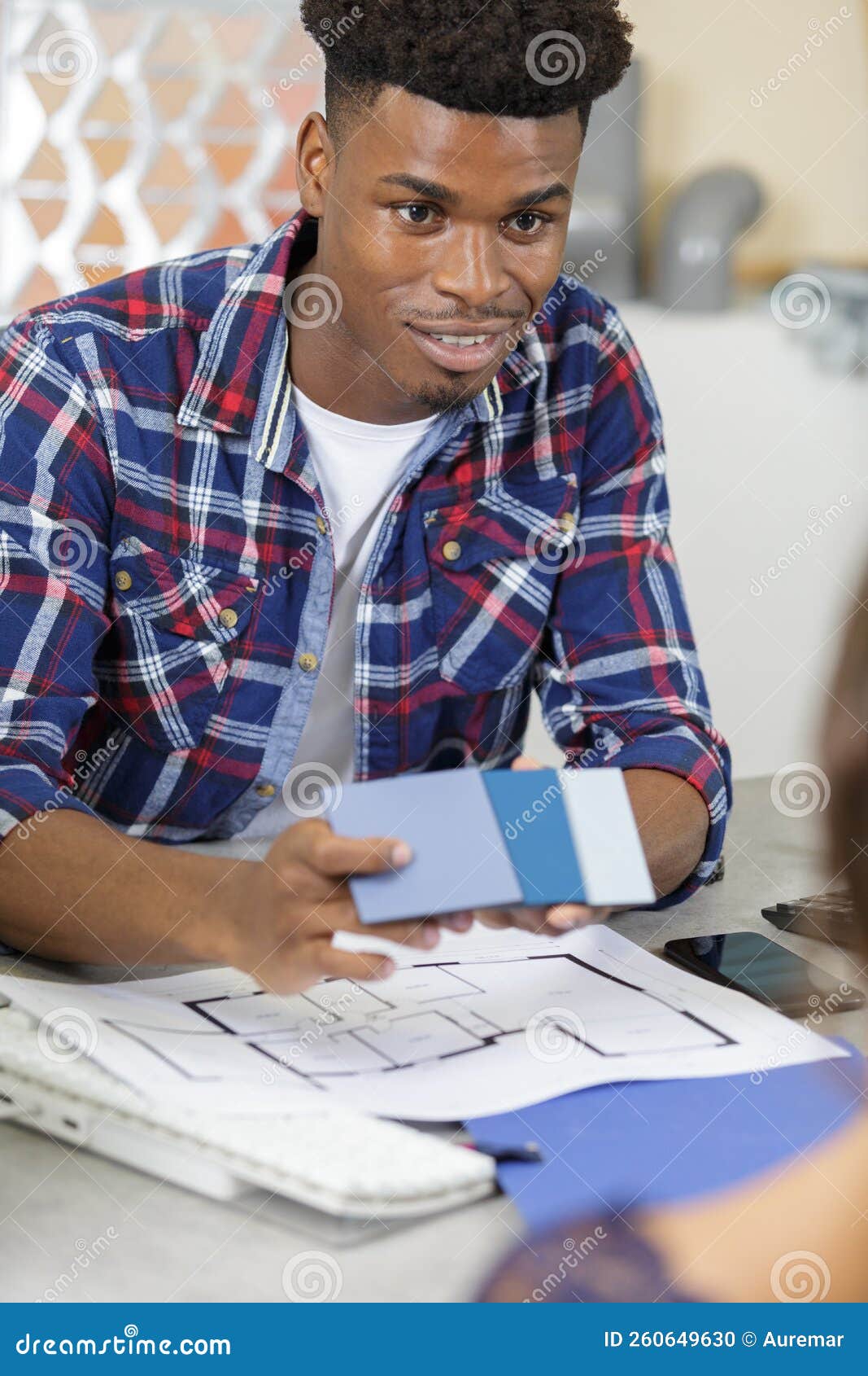 Interior Designer Working on Project with Customer Stock Photo - Image ...