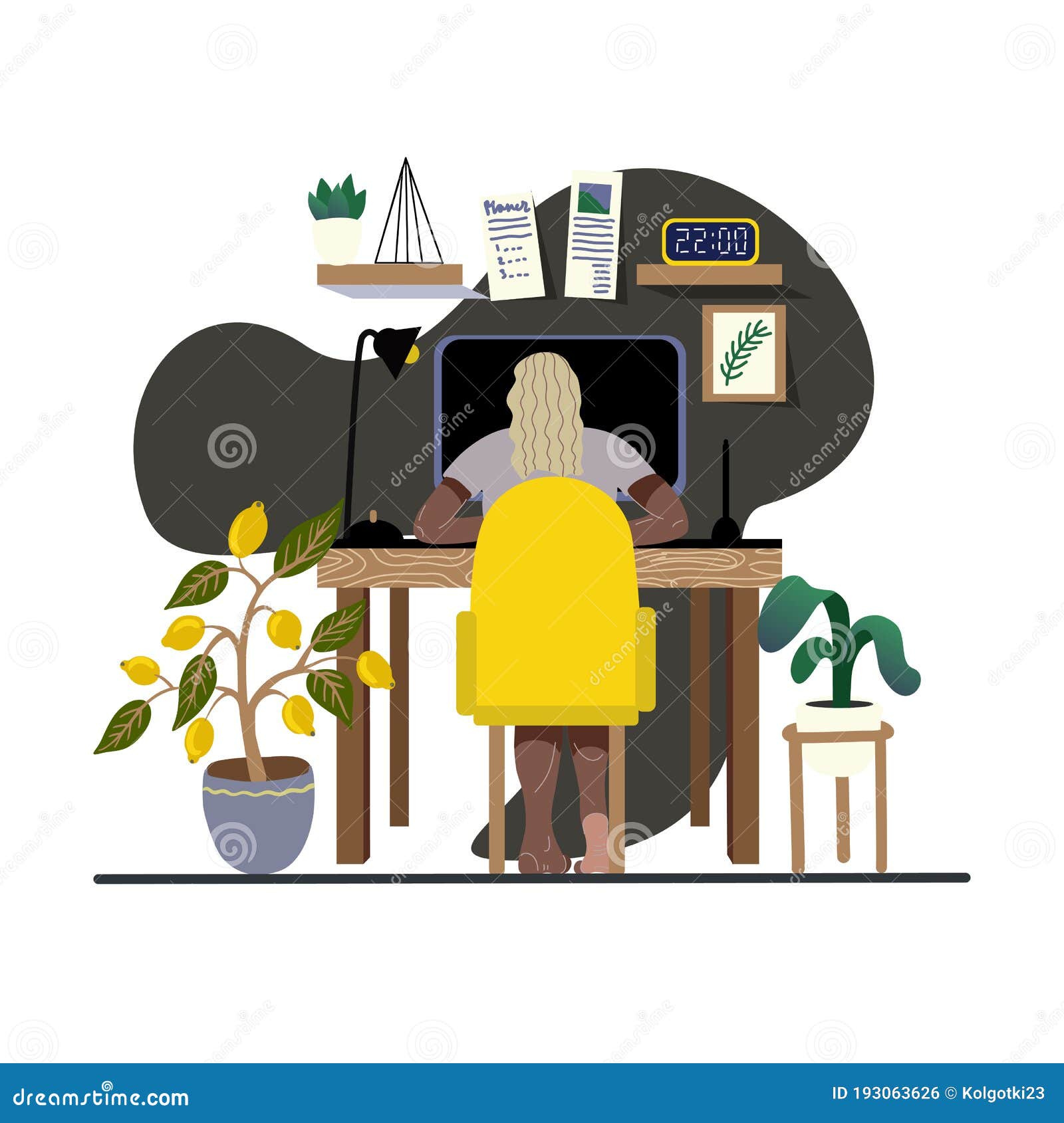 Interior Designer Workplace. Home Decor. Vector Cartoon Flat ...