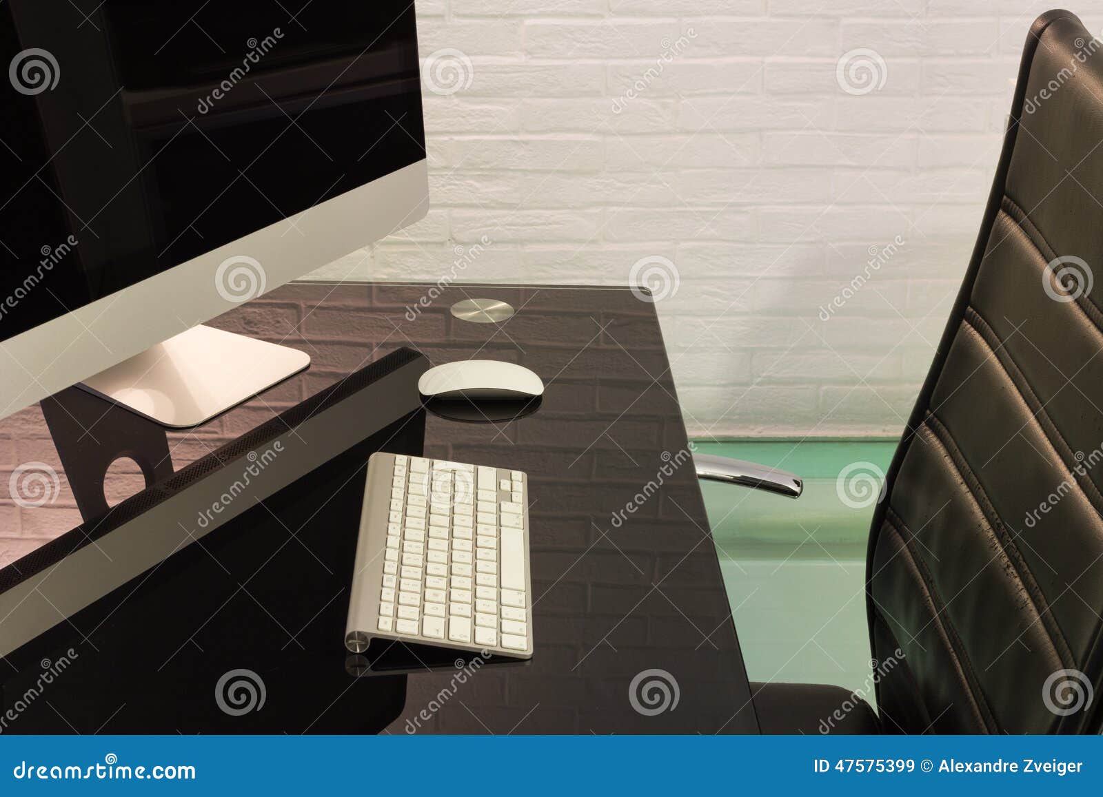 Interior, Desk with Computer Stock Image - Image of decor, furnished ...