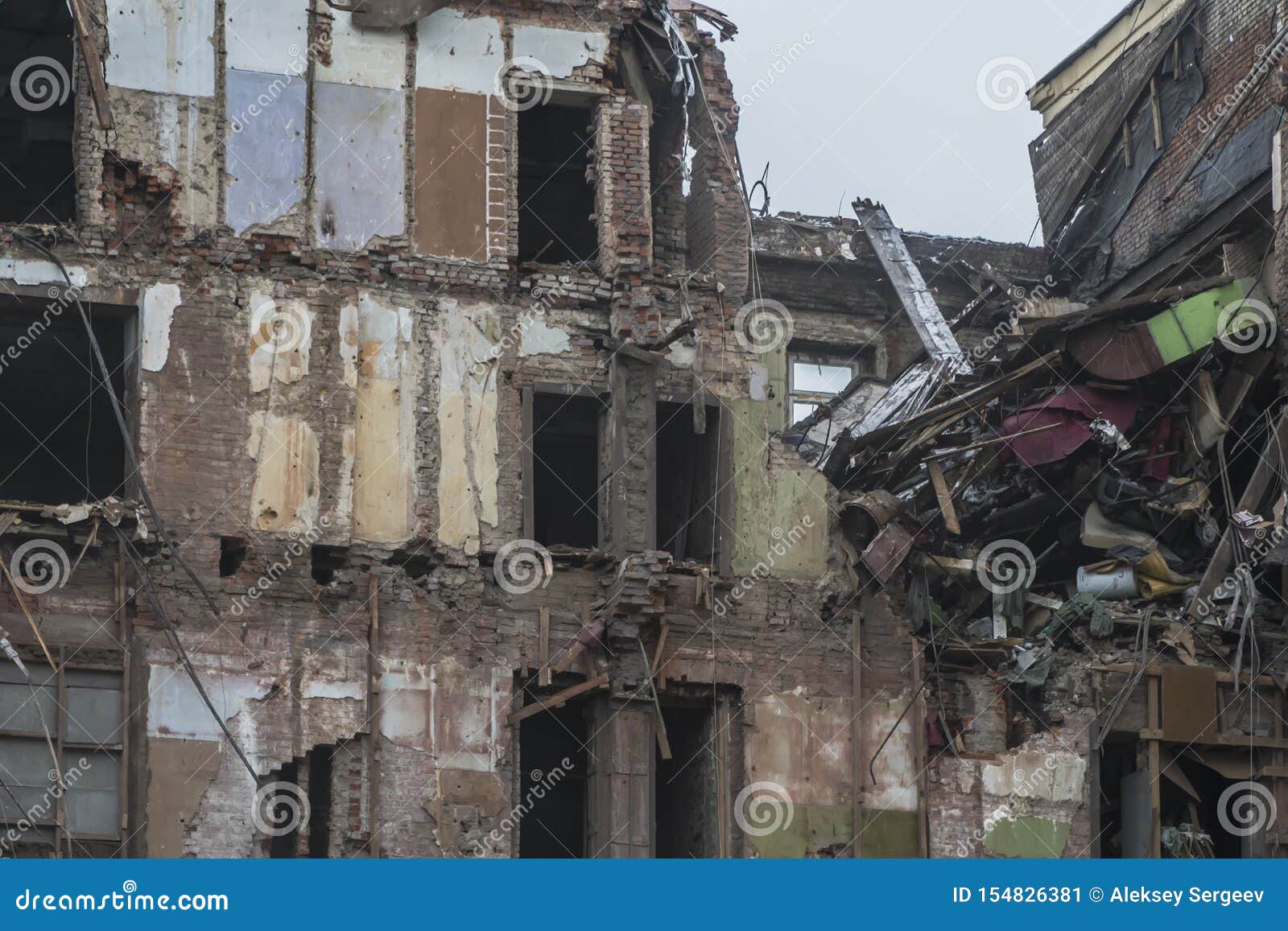 The Interior of the Destroyed Building Stock Image - Image of ...