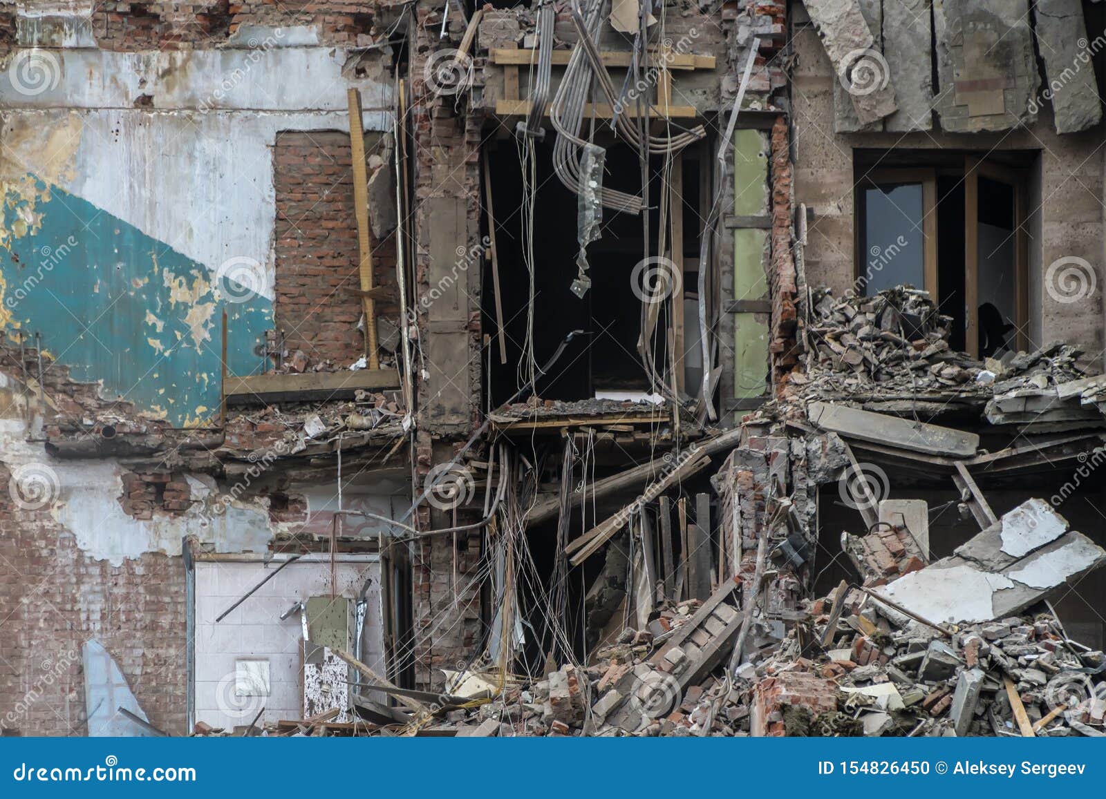 The Interior of the Destroyed Building Stock Photo - Image of garbage ...