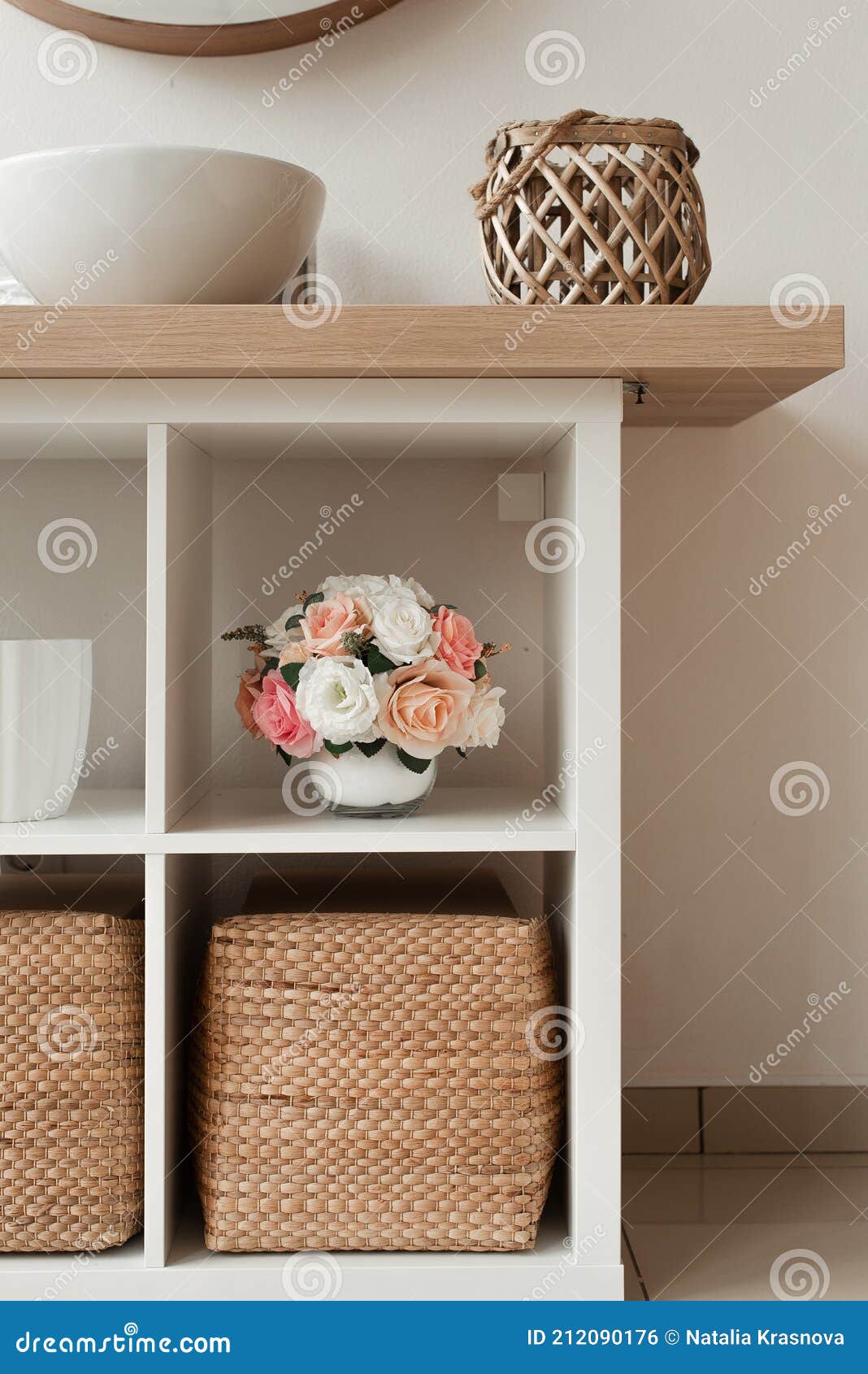 Interior Details, Beautiful Table Top and Flowers Stock Photo - Image ...