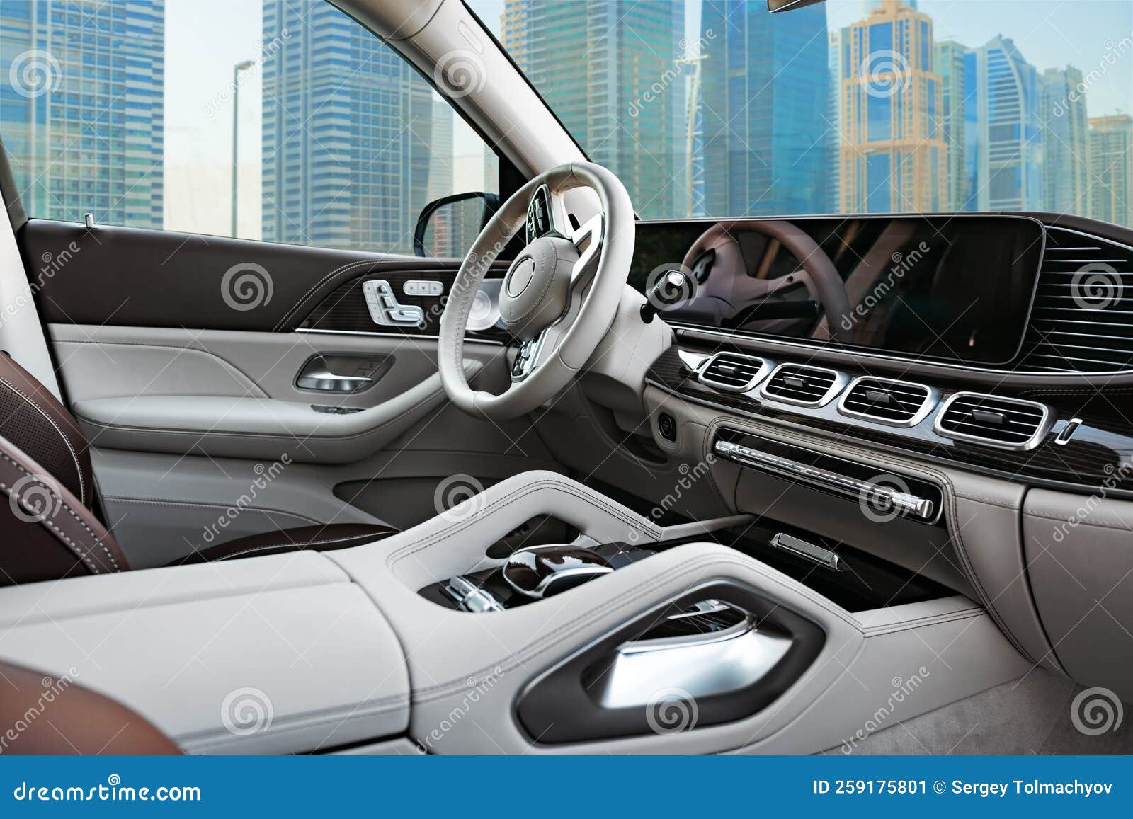 Interior of Prestige Modern Car with Leather Seats Stock Image - Image ...