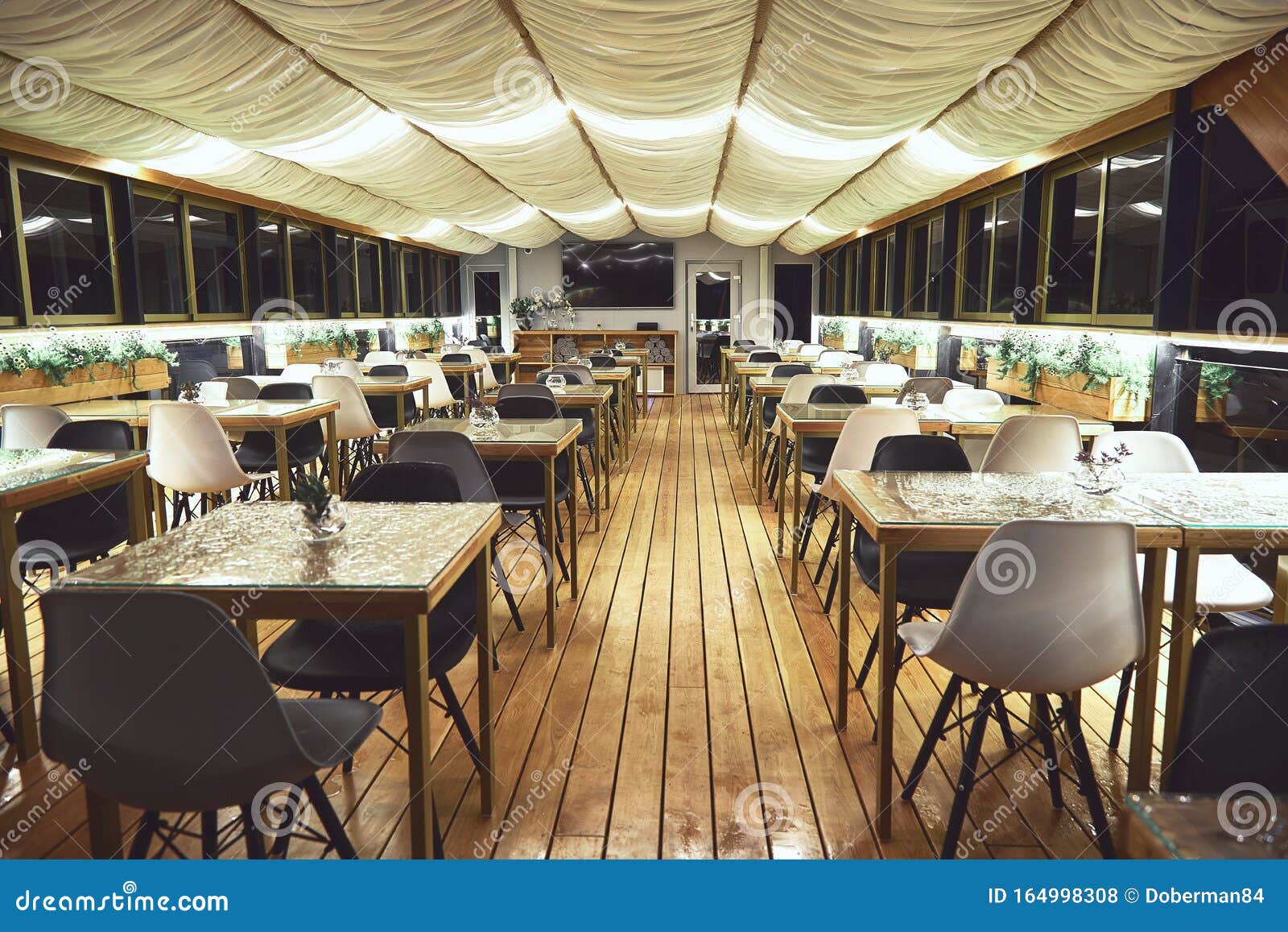 Interior Details of Restaurant on the Ship. Concept of Interior Design ...