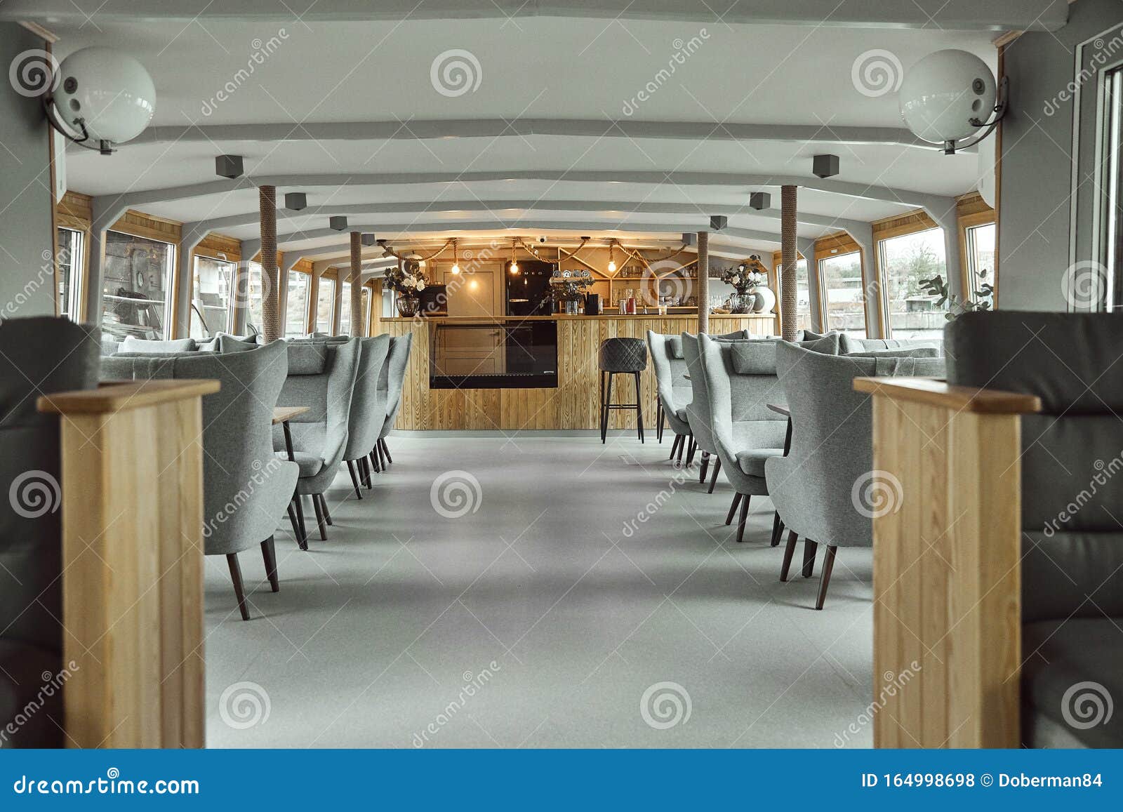 Interior Details of Restaurant on the Ship. Concept of Interior Design ...