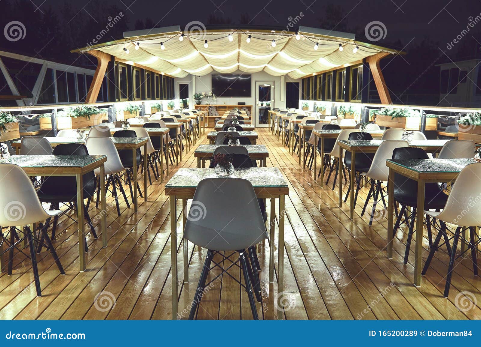 Interior Details of Restaurant on the Ship. Concept of Interior Design ...