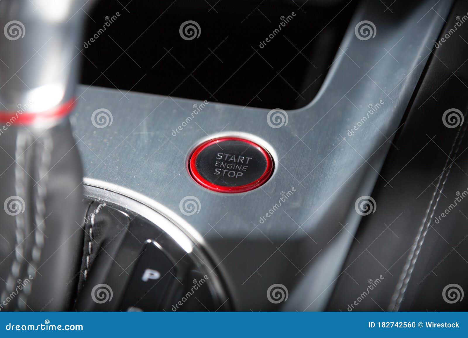 Interior Details with a Start Button of a Modern Luxury Car Stock Photo ...
