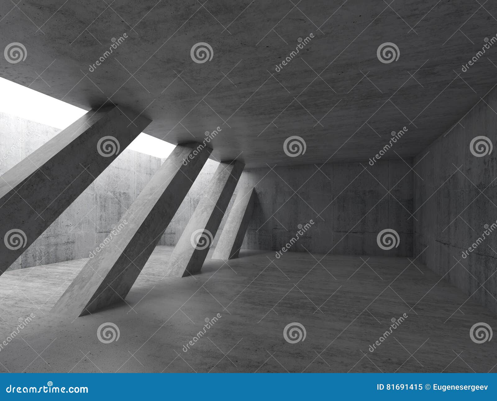 Interior with Diagonal Columns, 3d Stock Illustration - Illustration of ...