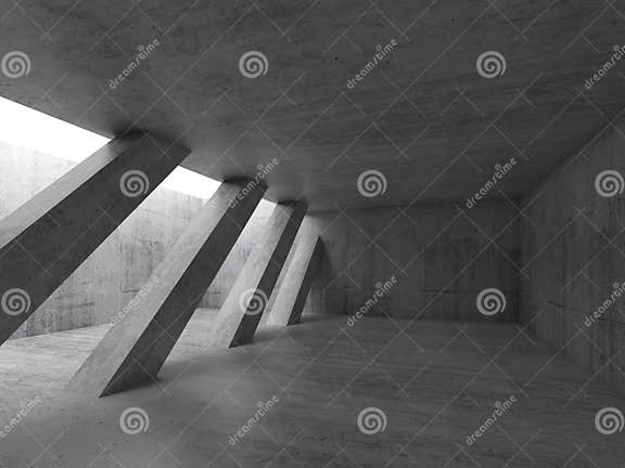 Interior with Diagonal Columns, 3d Stock Illustration - Illustration of ...