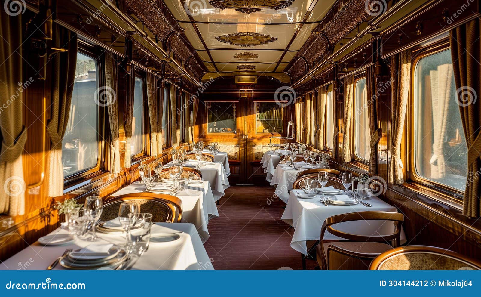 Interior of Dining Car in Luxury Train Stock Illustration ...