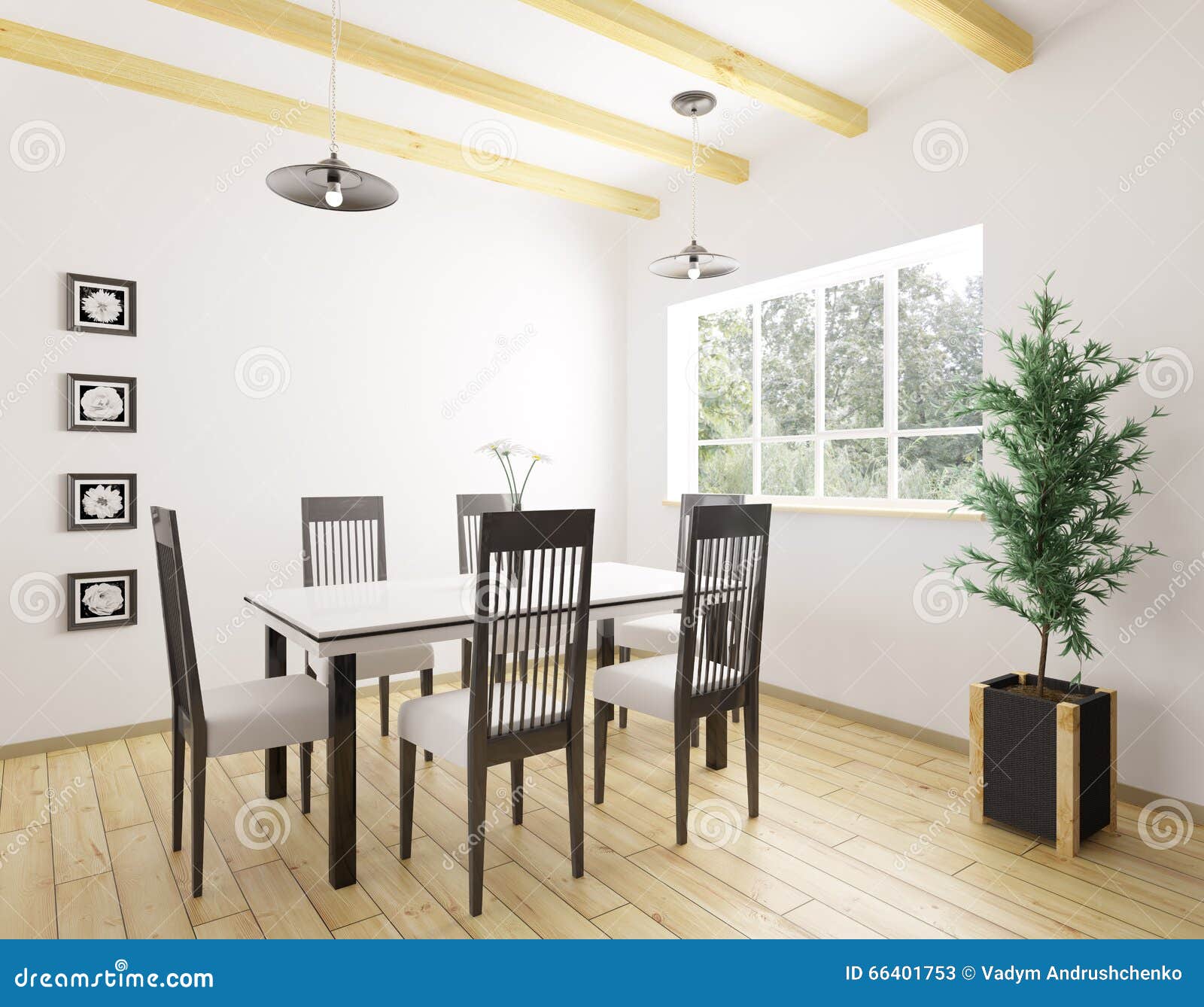 Interior of Dining Room 3d Rendering Stock Illustration - Illustration ...