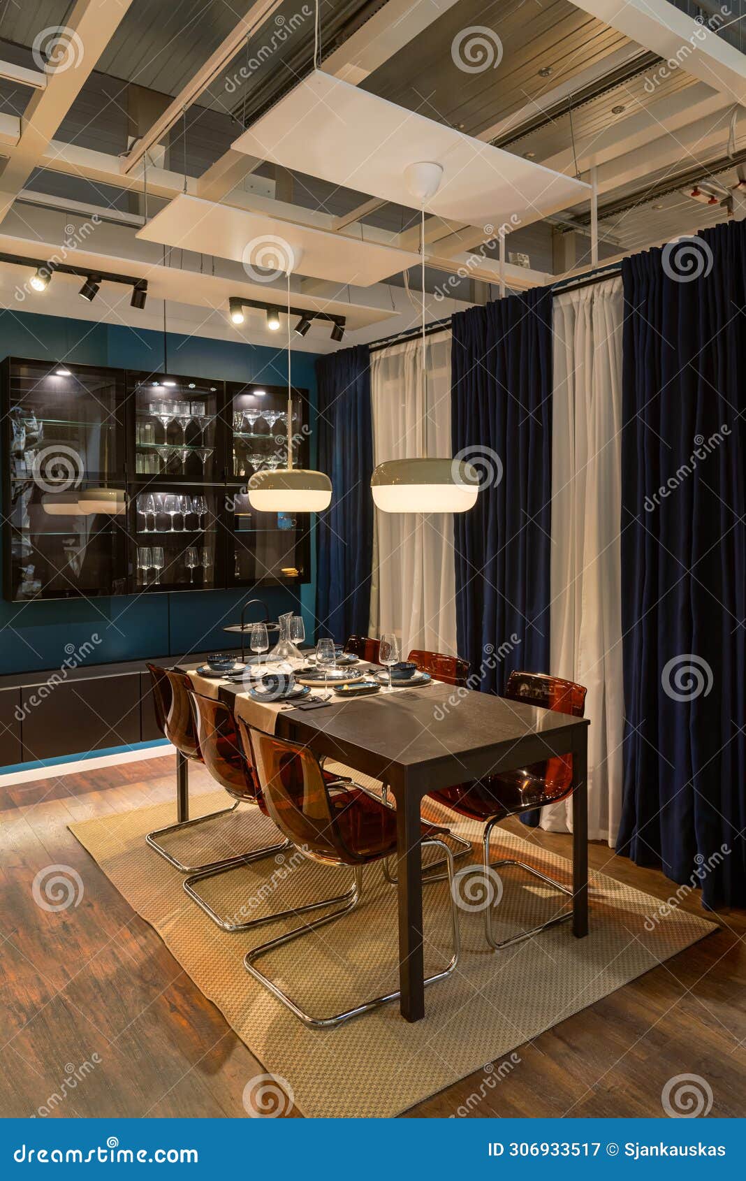 Modern Loft Dining Room, Table Setting, Interior Design Editorial ...