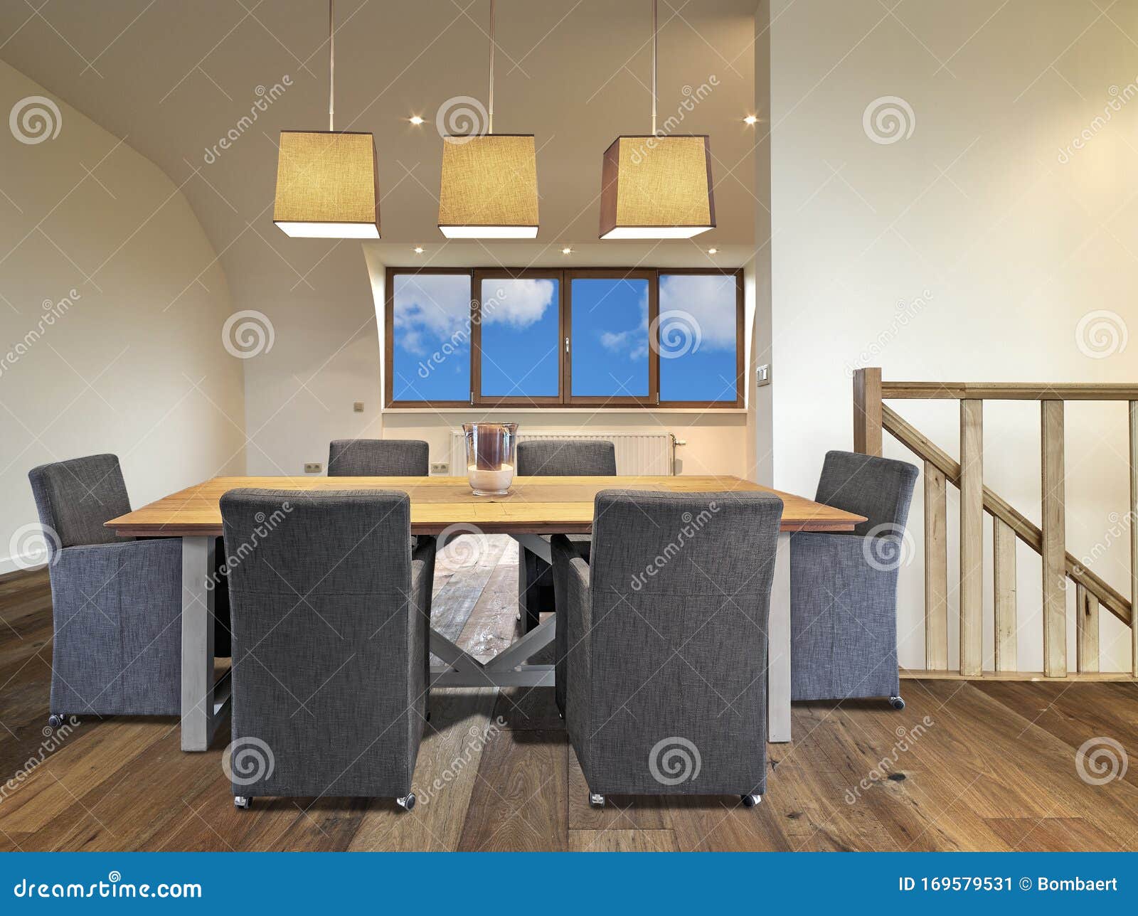 Interior with Dining Table from Front Stock Image - Image of floor ...