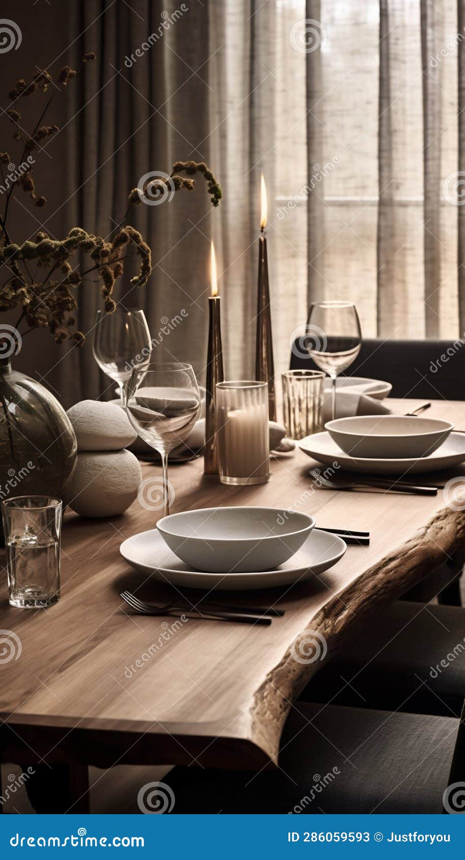 Interior Dining Table Set Up Beautifully Designed in the Style of the ...