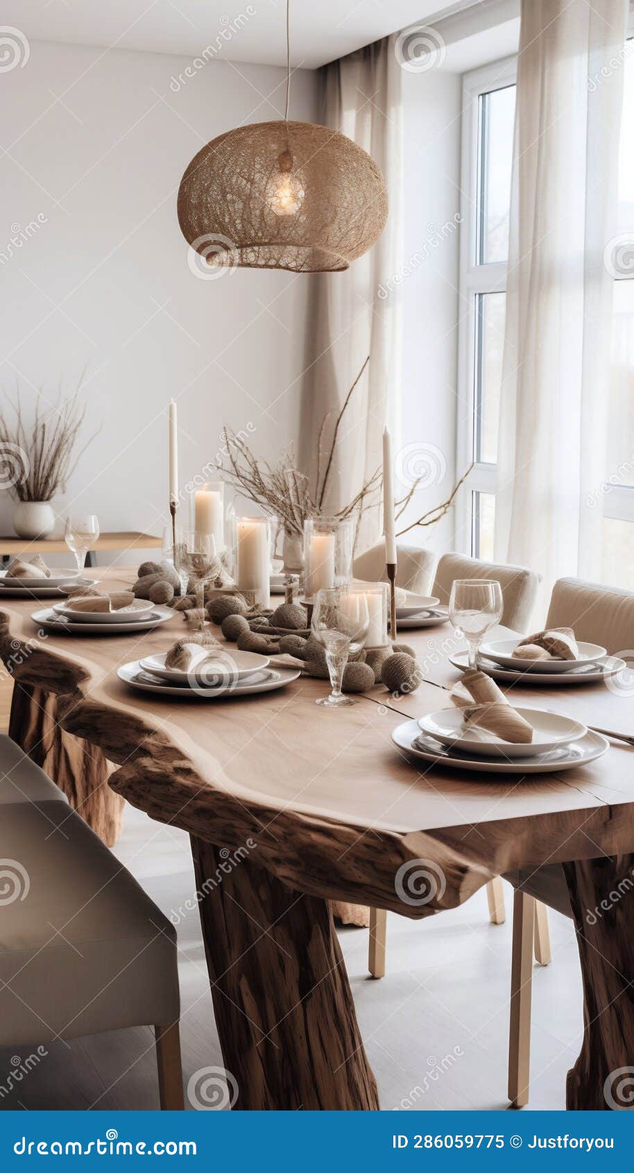 Interior Dining Table Set Up Beautifully Designed in the Style of the ...