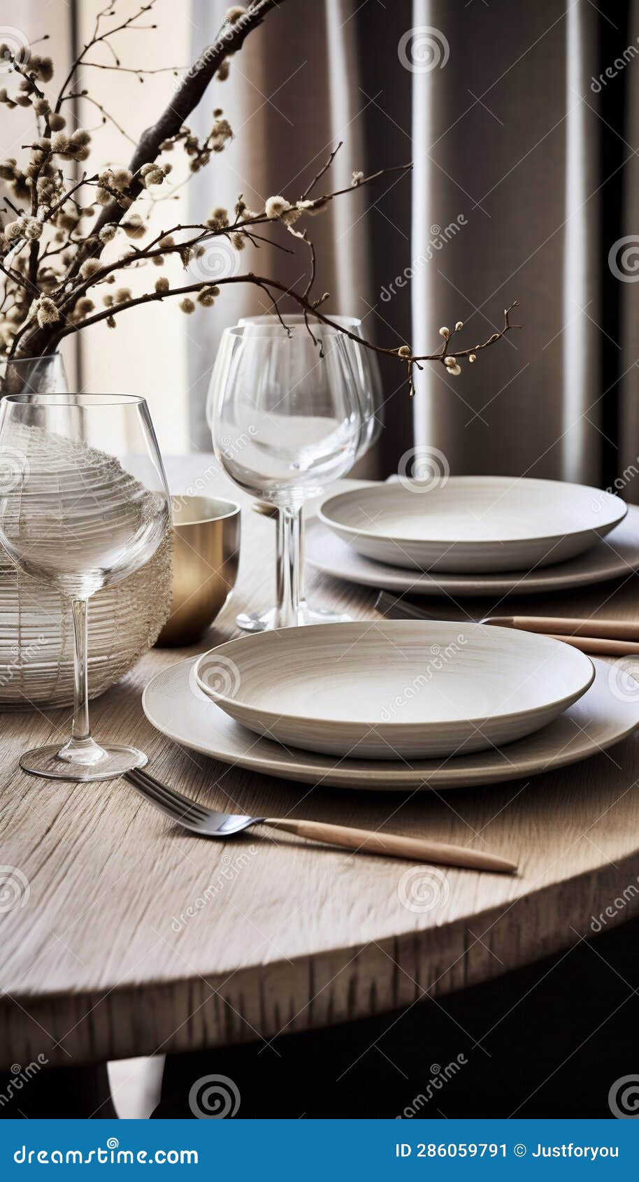 Interior Dining Table Set Up Beautifully Designed in the Style of the ...