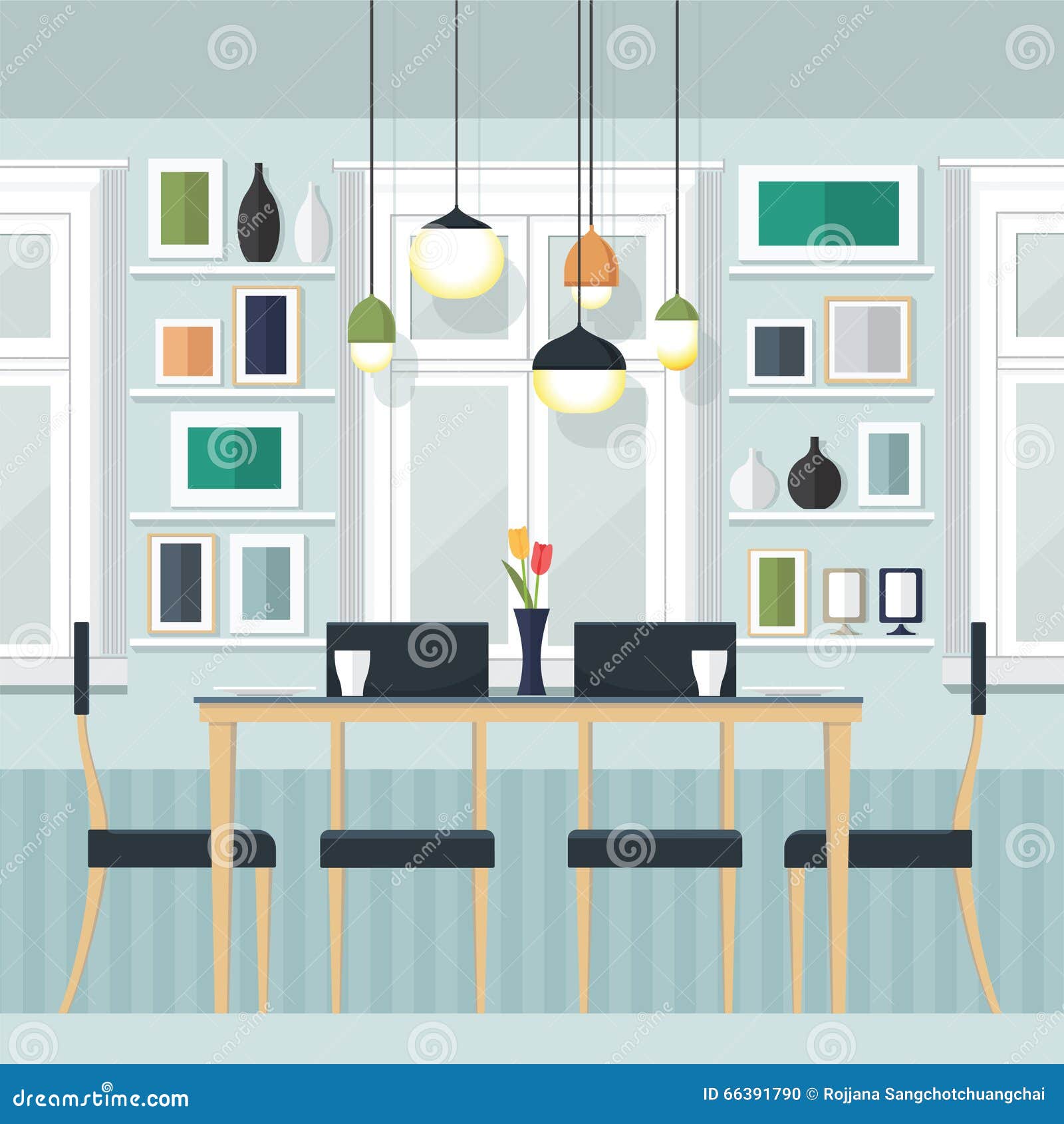Interior Dinner Room stock vector. Illustration of lifestyle - 66391790