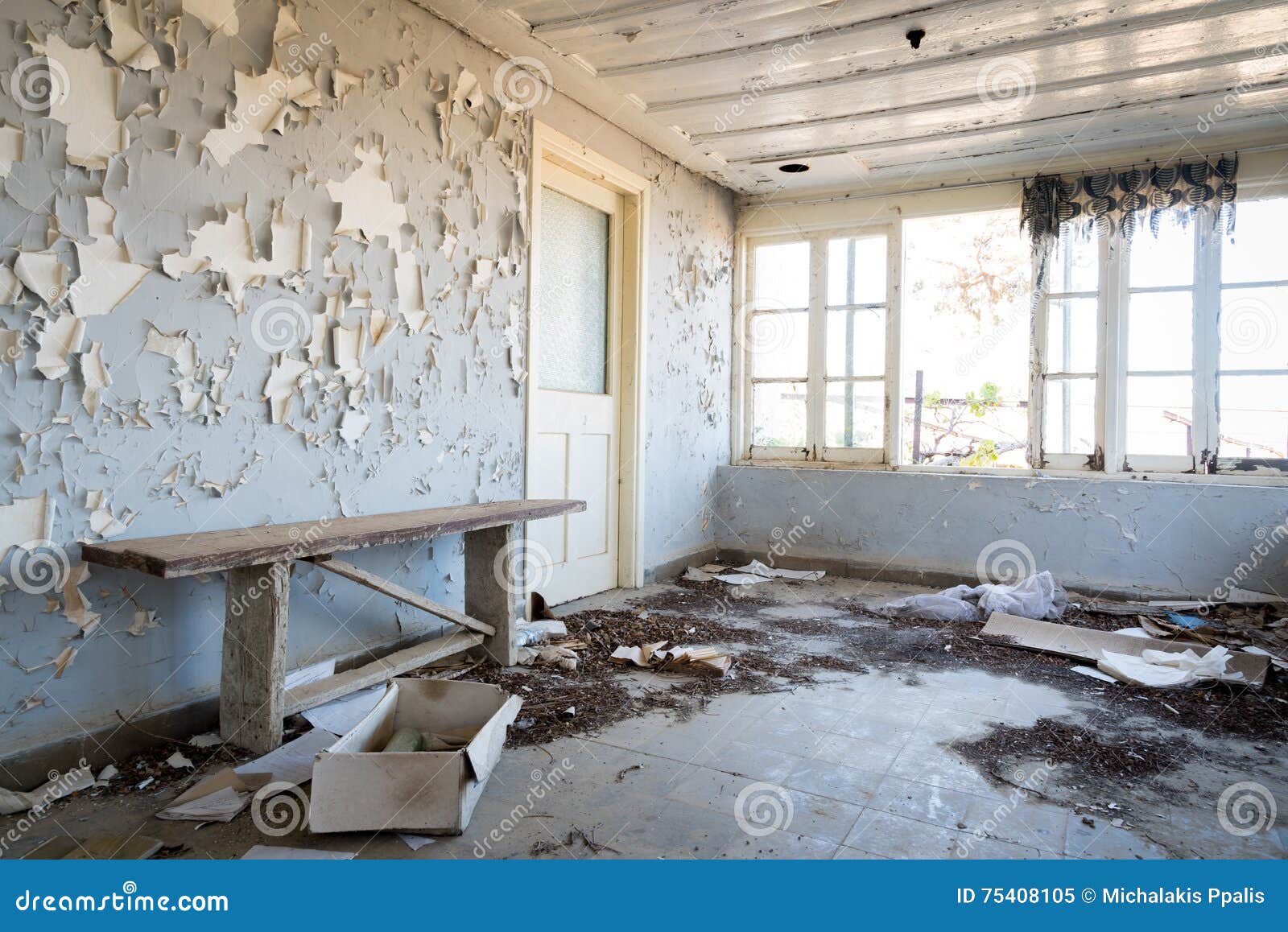 Interior of a Dirty Empty Abandoned Room Stock Image - Image of sadness ...