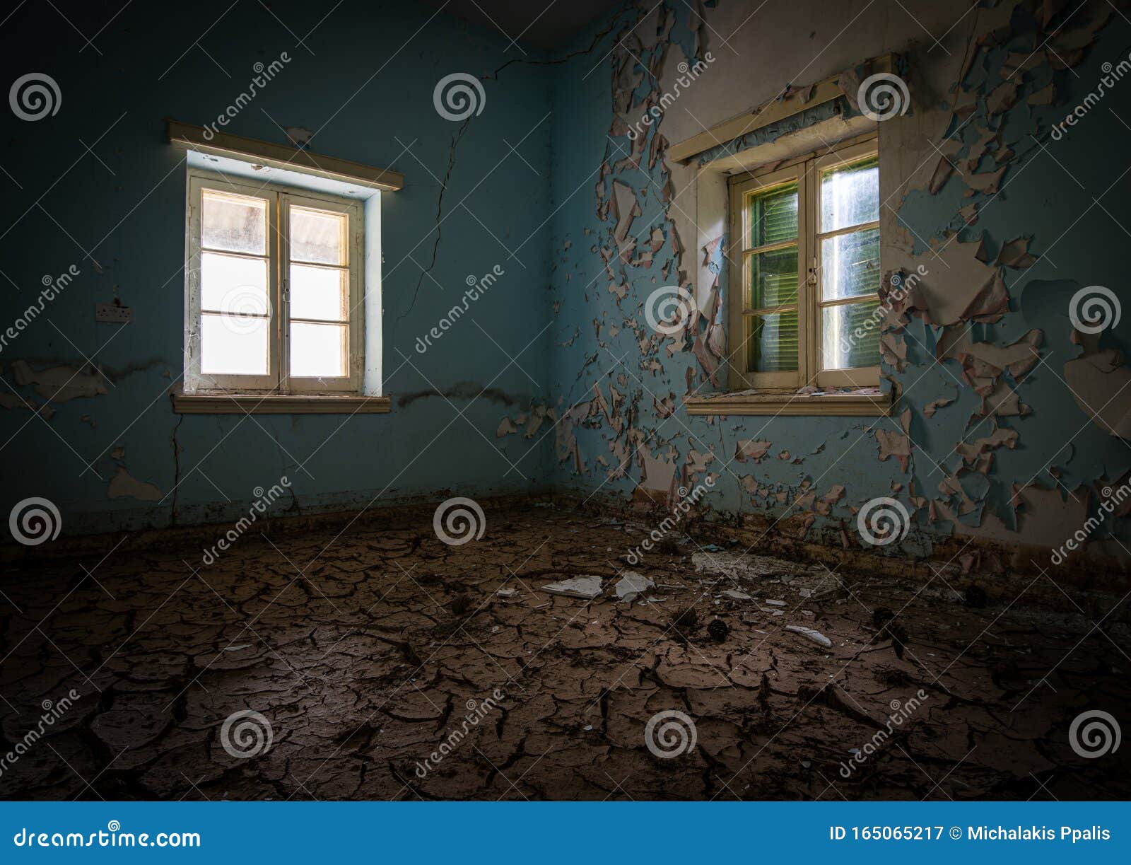 Interior of a Dirty Abandoned Room with Dry Cracked Mud Stock Image ...