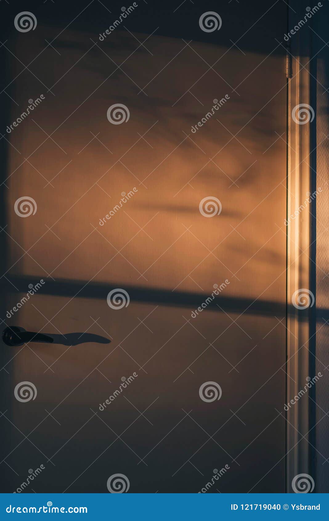 Interior Door in Evening Sunlight. Stock Photo - Image of eeriness ...