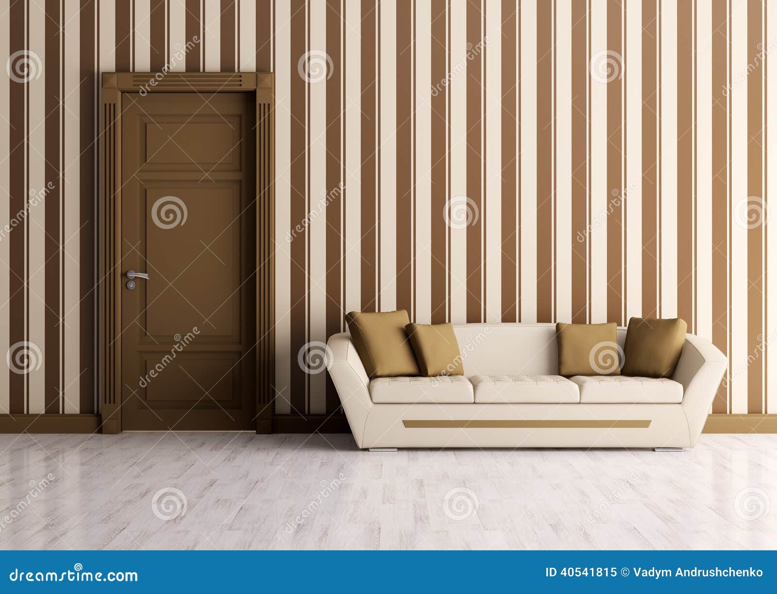 Interior with Door and Sofa Stock Illustration - Illustration of design ...