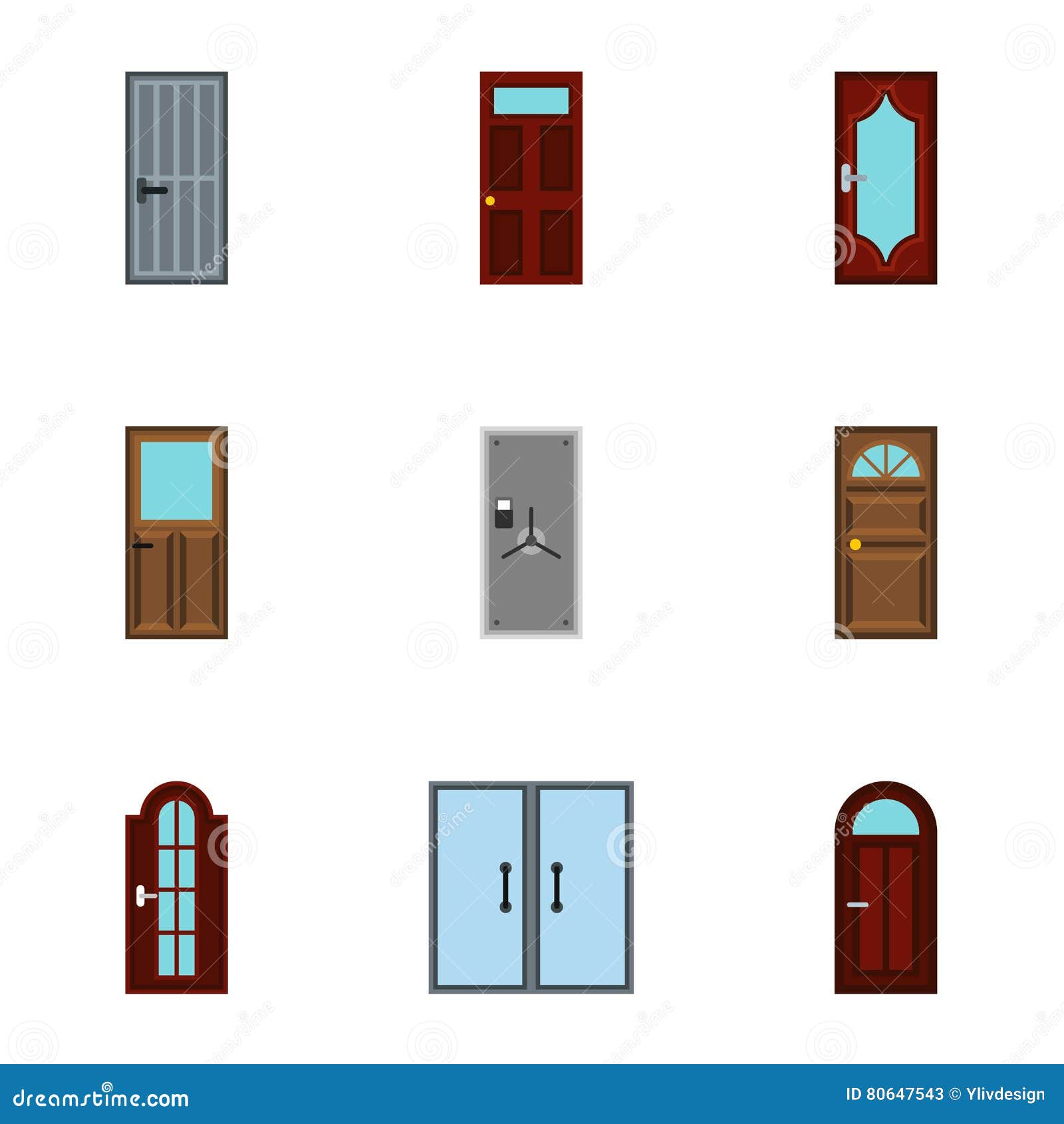 Interior Doors Icons Set, Flat Style Stock Vector - Illustration of ... Interior Doors Icons Set, Flat Style Stock Vector - Illustration of ...
