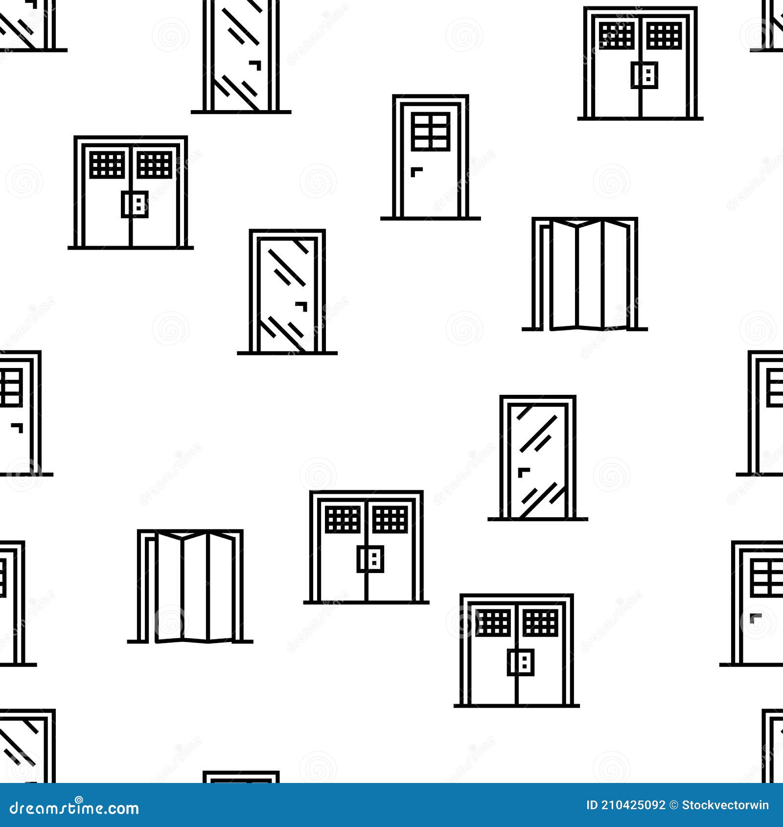 Interior Doors Types Vector Seamless Pattern Stock Vector ...
