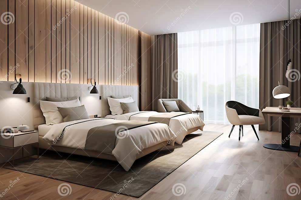 Interior of a Double Bed Hotel Room Stock Photo - Image of double, rest ...