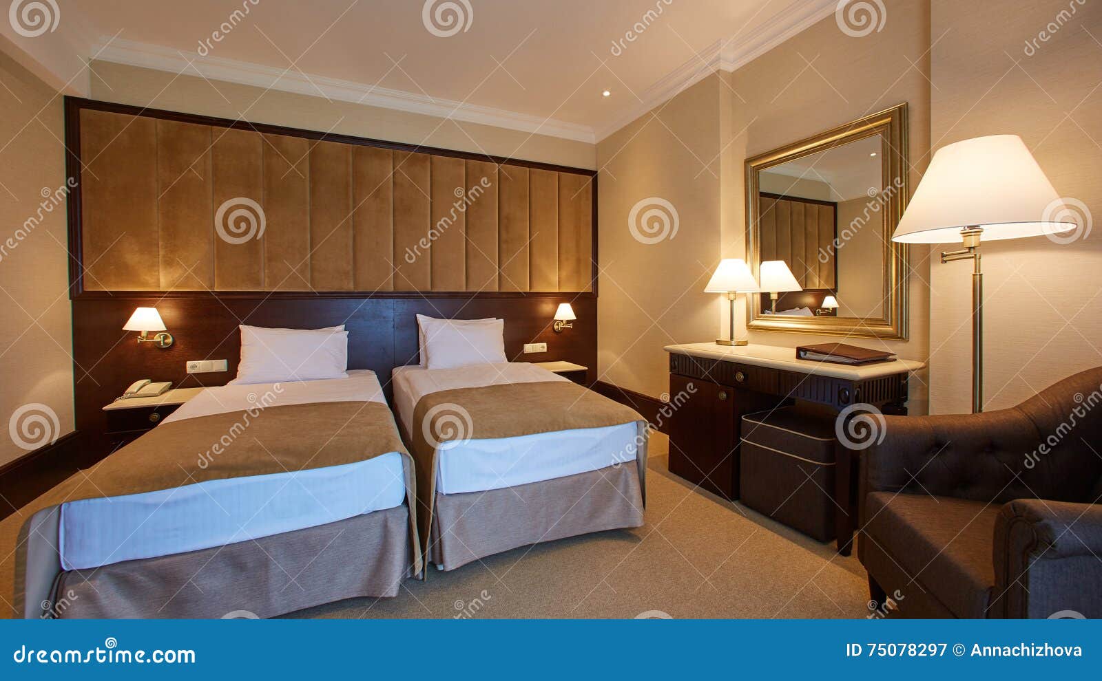 Interior of Double Bed Room Stock Image - Image of relax, high: 75078297