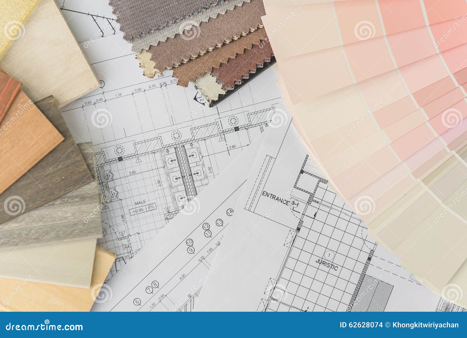 Interior Drawing with Material Color Scheme Stock Photo - Image of ...