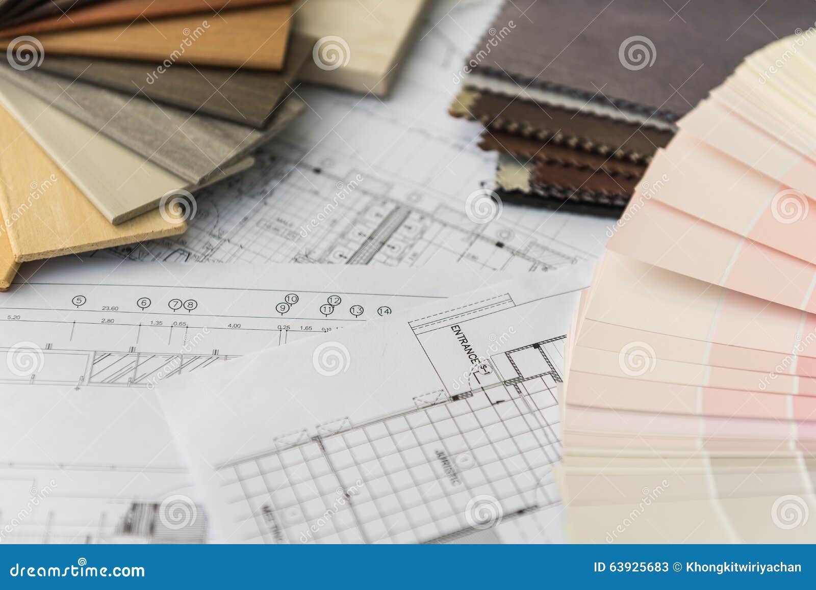 Interior Drawing with Material Color Scheme Stock Image - Image of ...