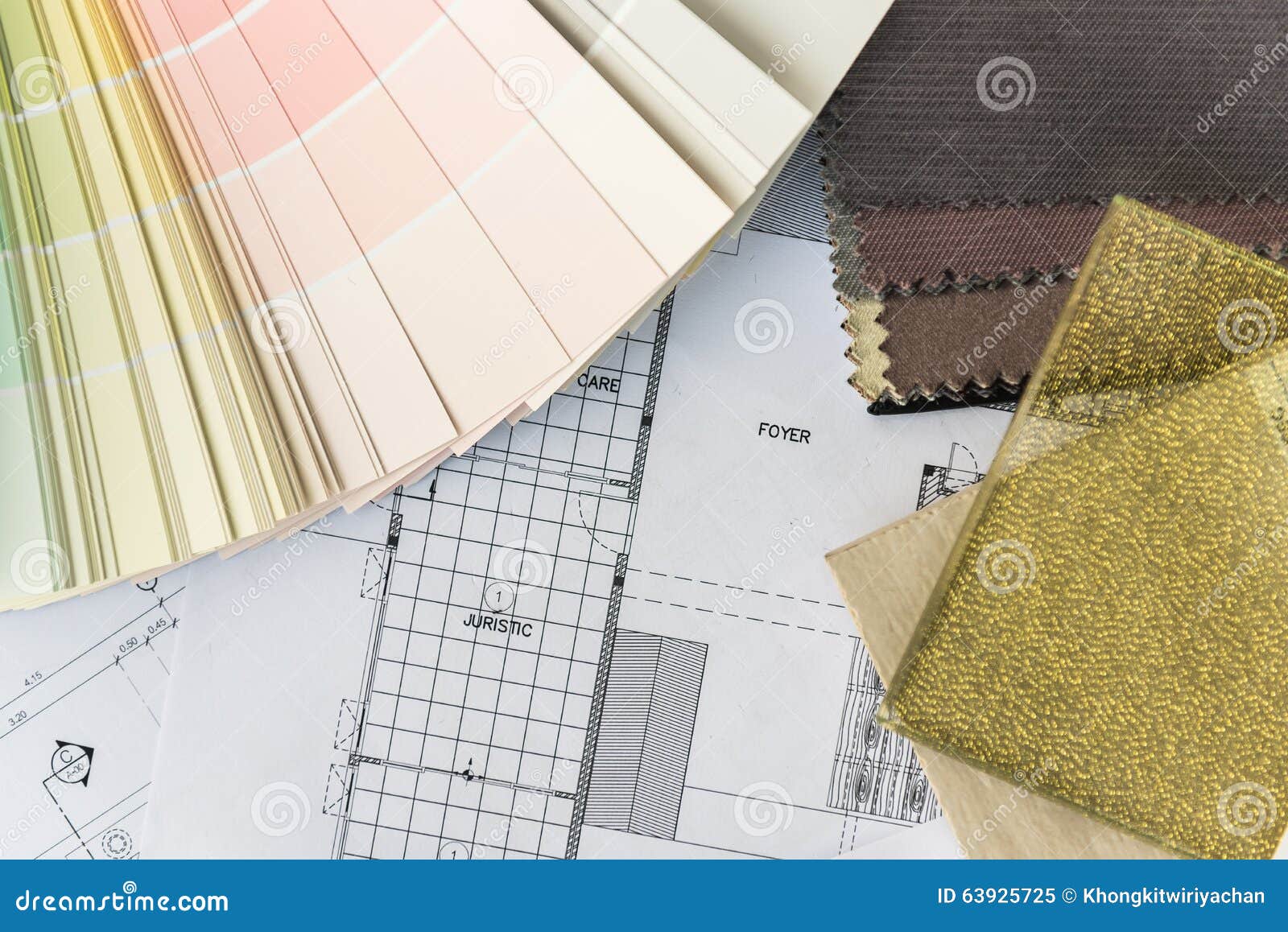 Interior Drawing with Material Color Scheme Stock Image - Image of ...