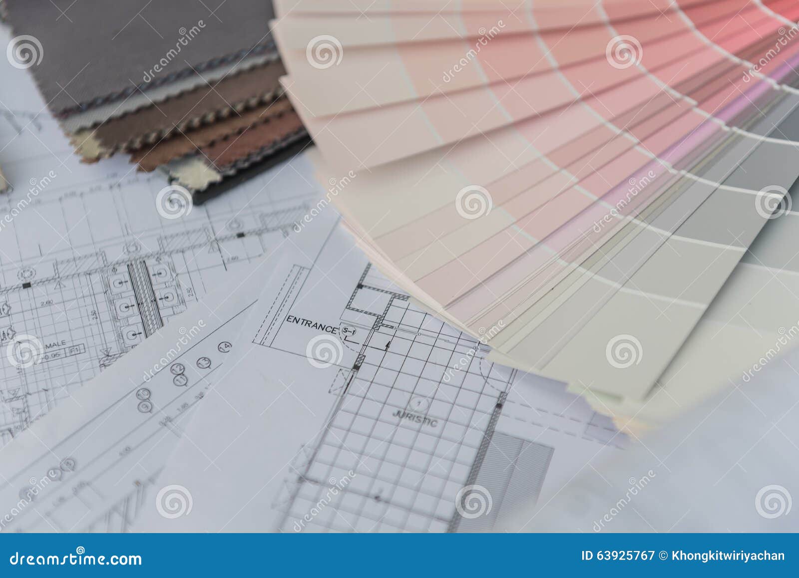 Interior Drawing with Material Color Scheme Stock Image - Image of ...