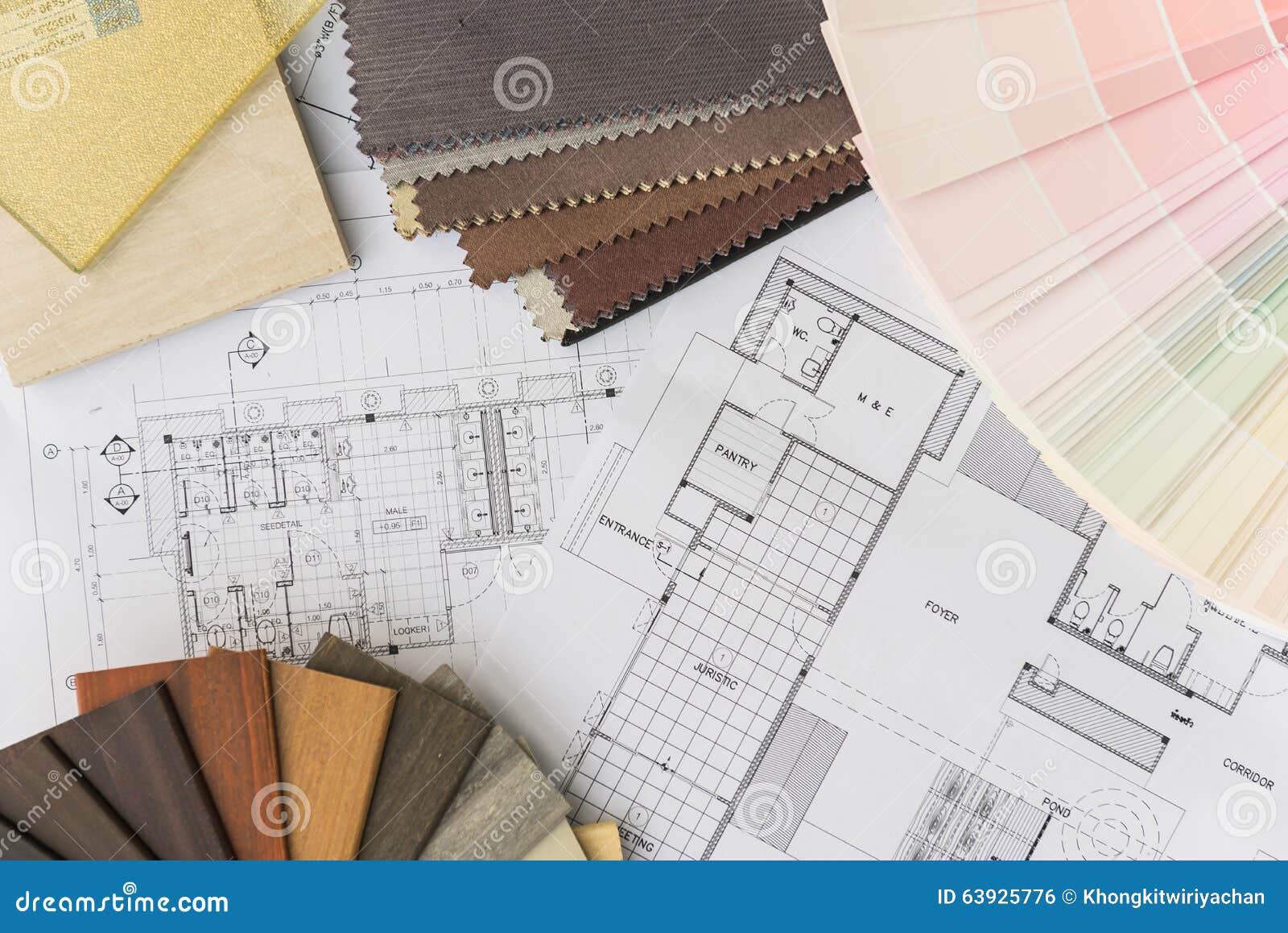 Interior Drawing with Material Color Scheme Stock Photo - Image of ...