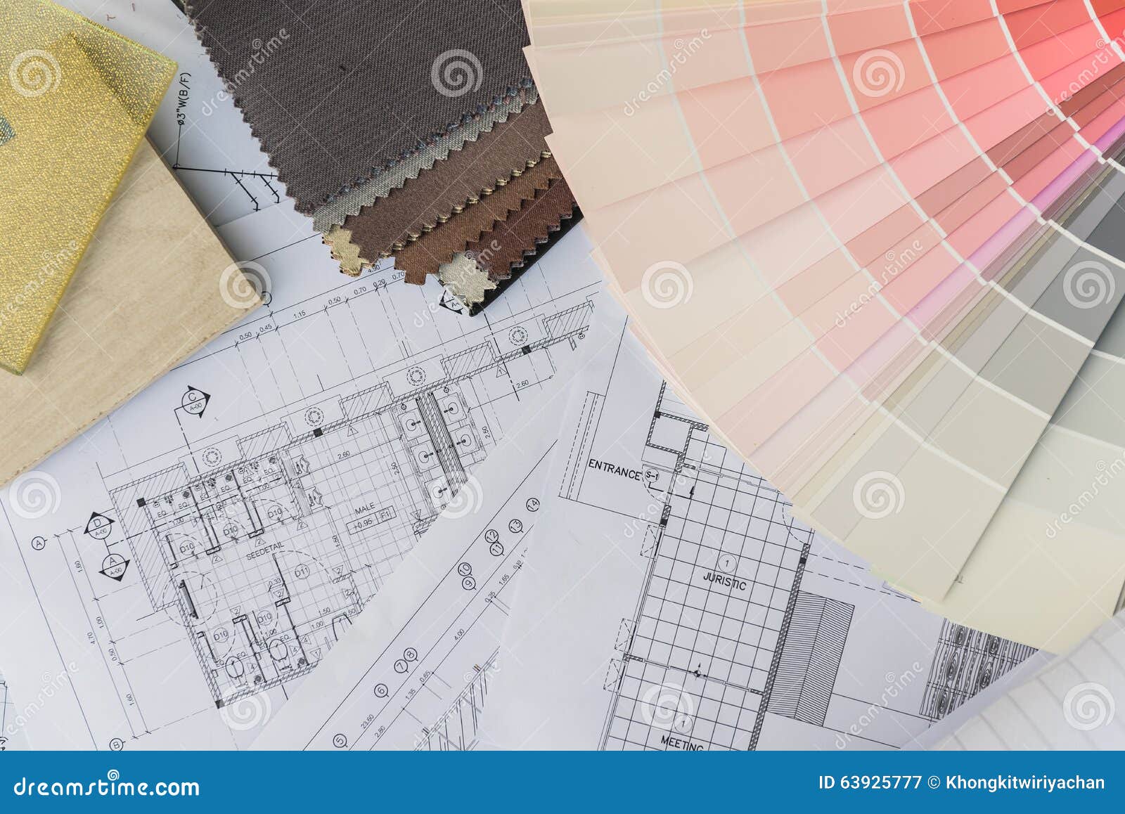 Interior Drawing with Material Color Scheme Stock Image - Image of ...